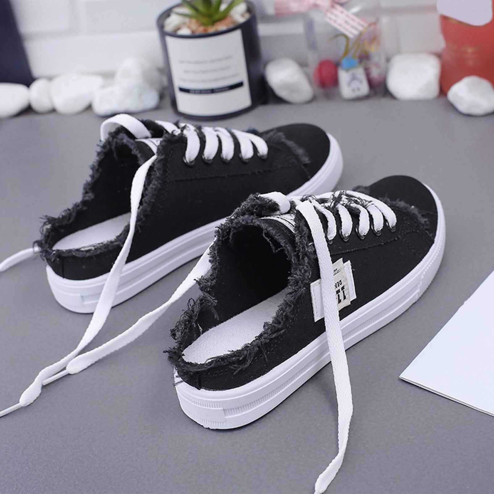XDDLITP Women's Canvas Sneaker Fashion Denim Low Top Chunky Bottom ...
