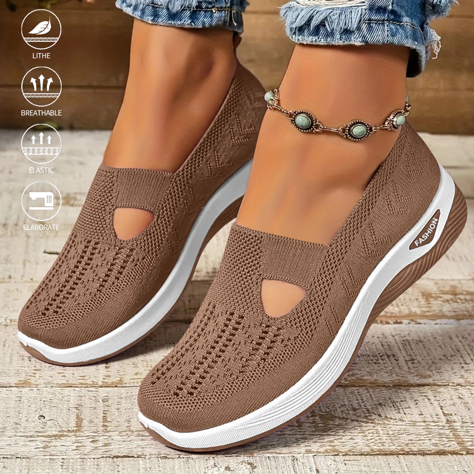 XDDLITP Women's Woven Orthopedic Breathable Soft Shoes Slip On Diabetic Foam Walking Shoes Arch ...