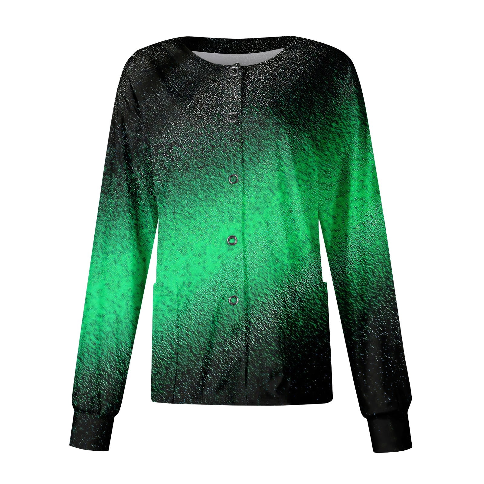 XDDLITP Womens Scrub Jacket Long Sleeve Snap Front Warm up Medical ...