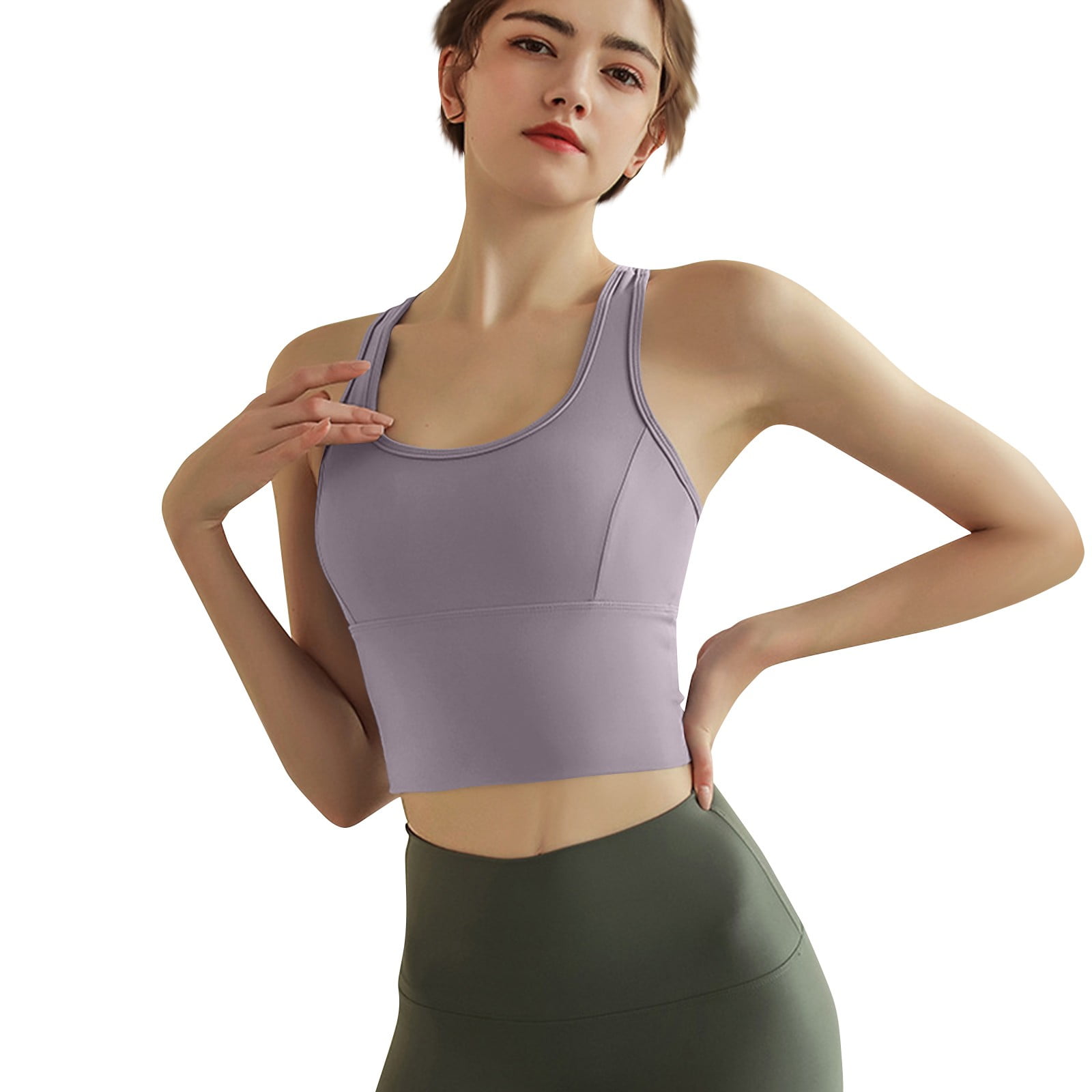 XDDLITP Womens Sports Bras Criss-Cross Back Longline Workout Yoga Bra ...