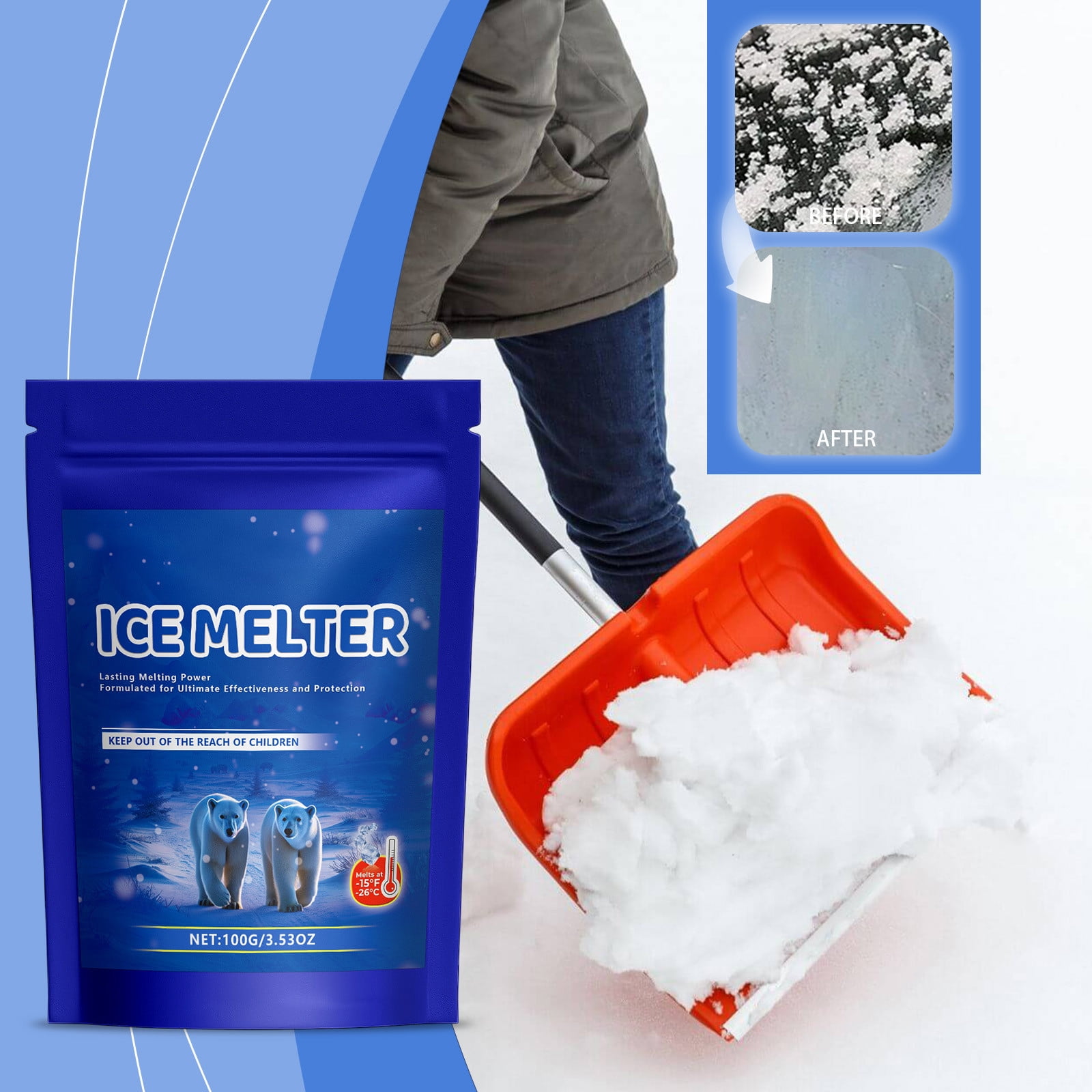 XDDST 10 Pack Pet Kid Friendly Deicer Ice Melt for Drive way Sidewalk ...
