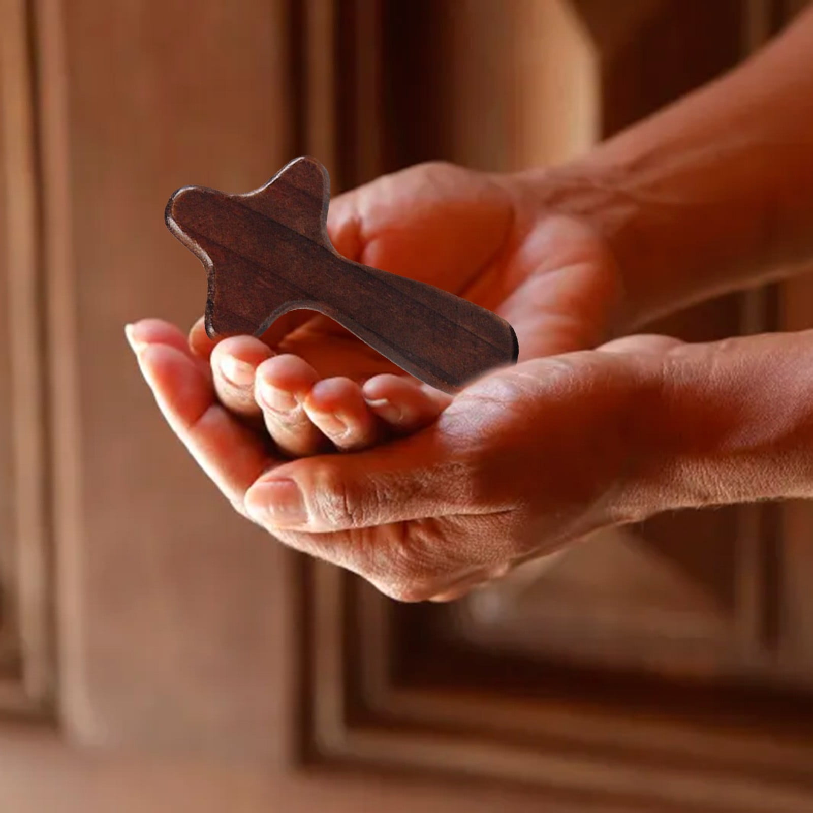 XDDST 10Pcs Small Hand Held Wood Clinging Cross 4 Inches Portable ...