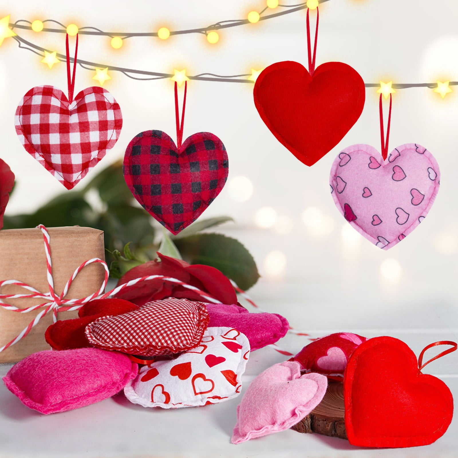 XDDST 12Pcs Ornaments Valentine's Day Felt Heart Ornaments 3 Inch ...