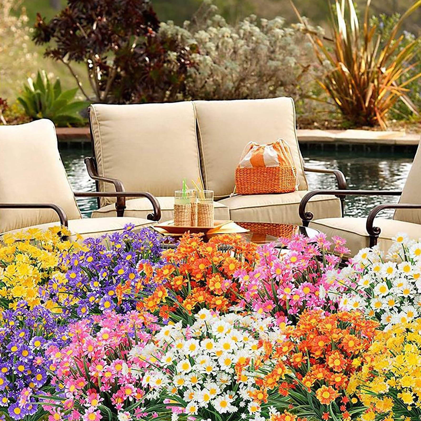 XDDST 2 Bundles DaisyFlower Outdoor Daisies Flowers Shrubs Greenery for ...