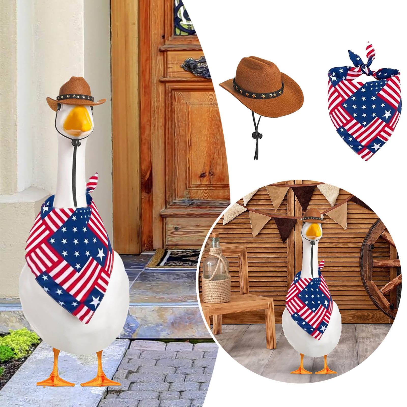 XDDST 2 Pack Patriotic Porch Goose Outfits for Statue Independence Day ...