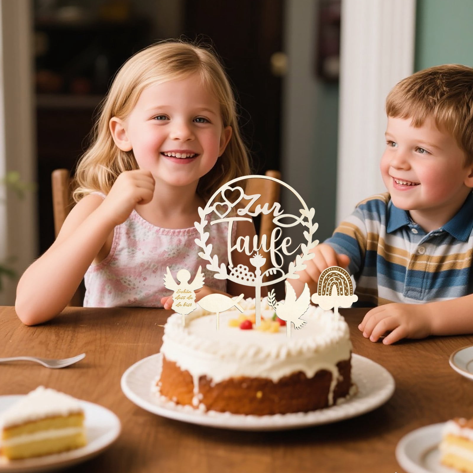 XDDST 2 Sets DIY God Cake Topper Christening Wooden Birthday Cake ...