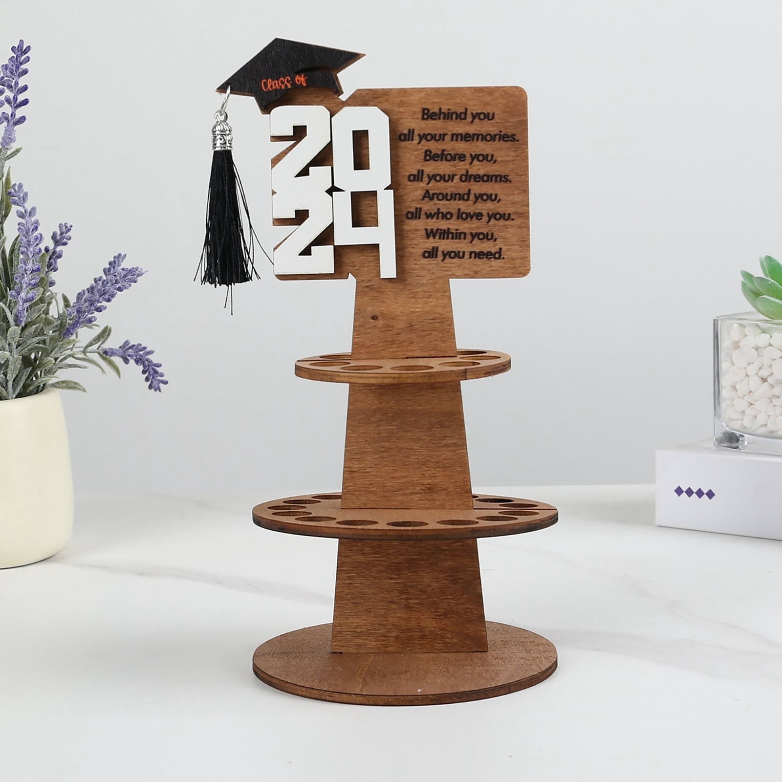 XDDST 2024 Wooden Graduation Holder with 20 Holes 2024 Graduation ...