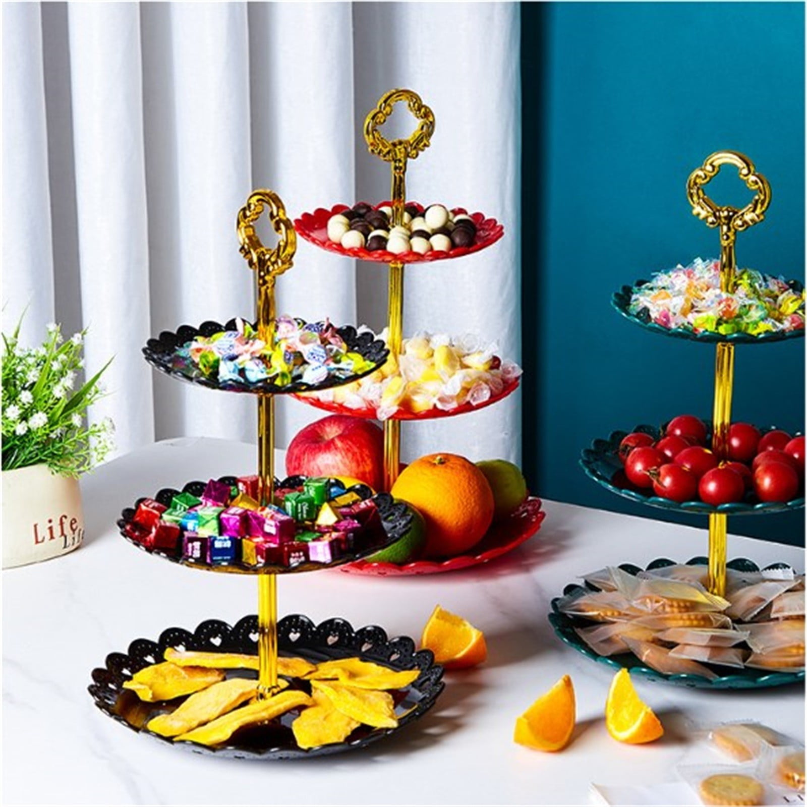 XDDST 2PCS 3 Tier Cupcake Stand Round Tower Event Serving Stand Cupcake Stand Dessert Tower Tea ...