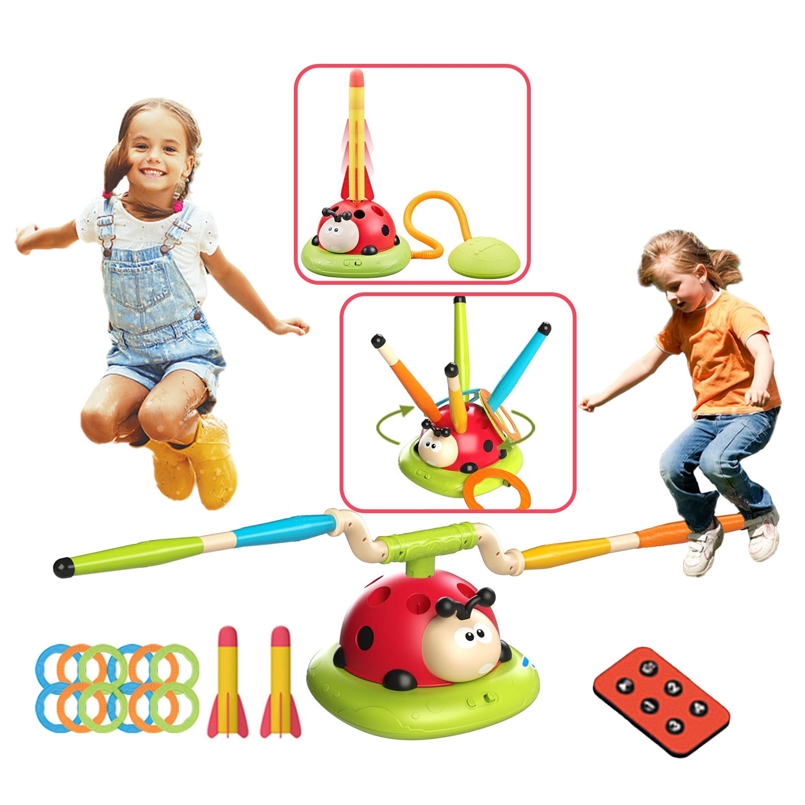 XDDST 3 in 1 Musical Jump Toss Ring Game Toy Set and Stomping Launch ...