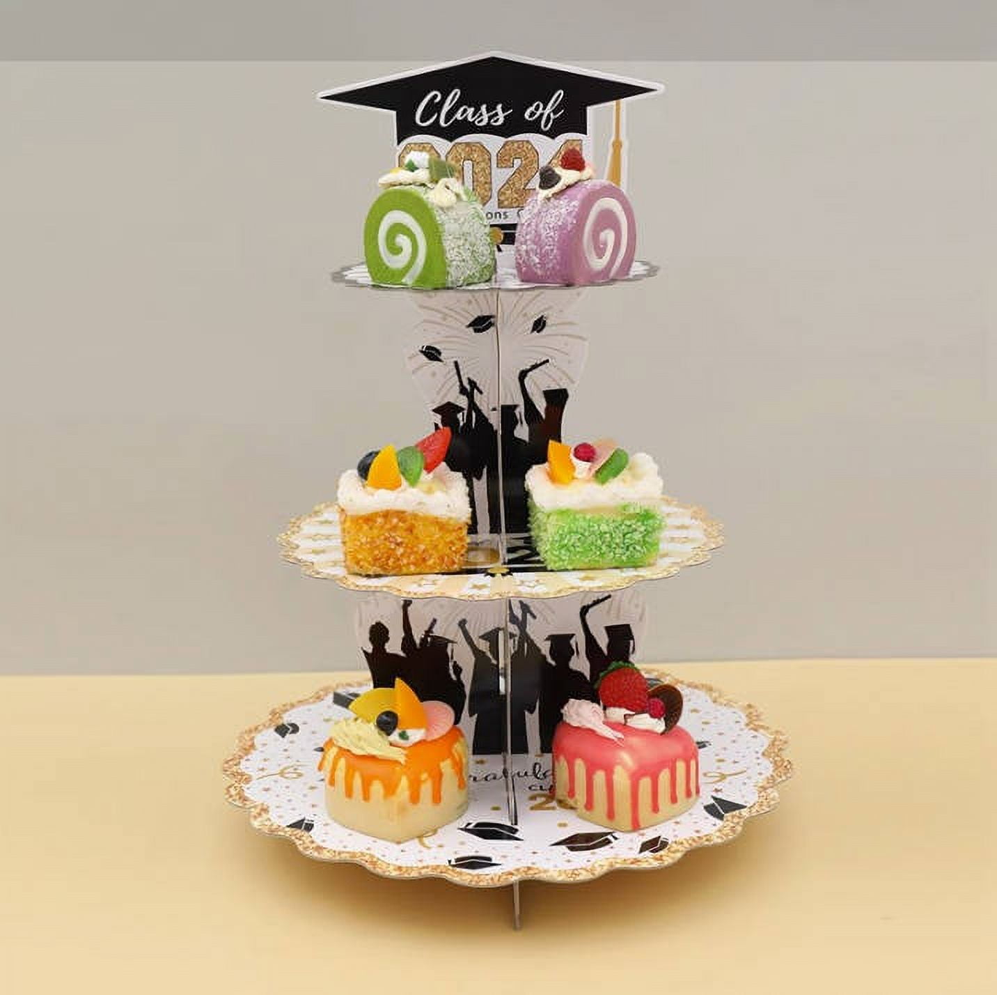 XDDST 3 Tier Graduation Cupcake Stand Decorations Congrats Grad Class ...