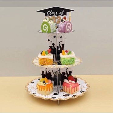 3 Tier Birthday Cupcake Stand Cardboard Round Cupcake Holder Tower ...