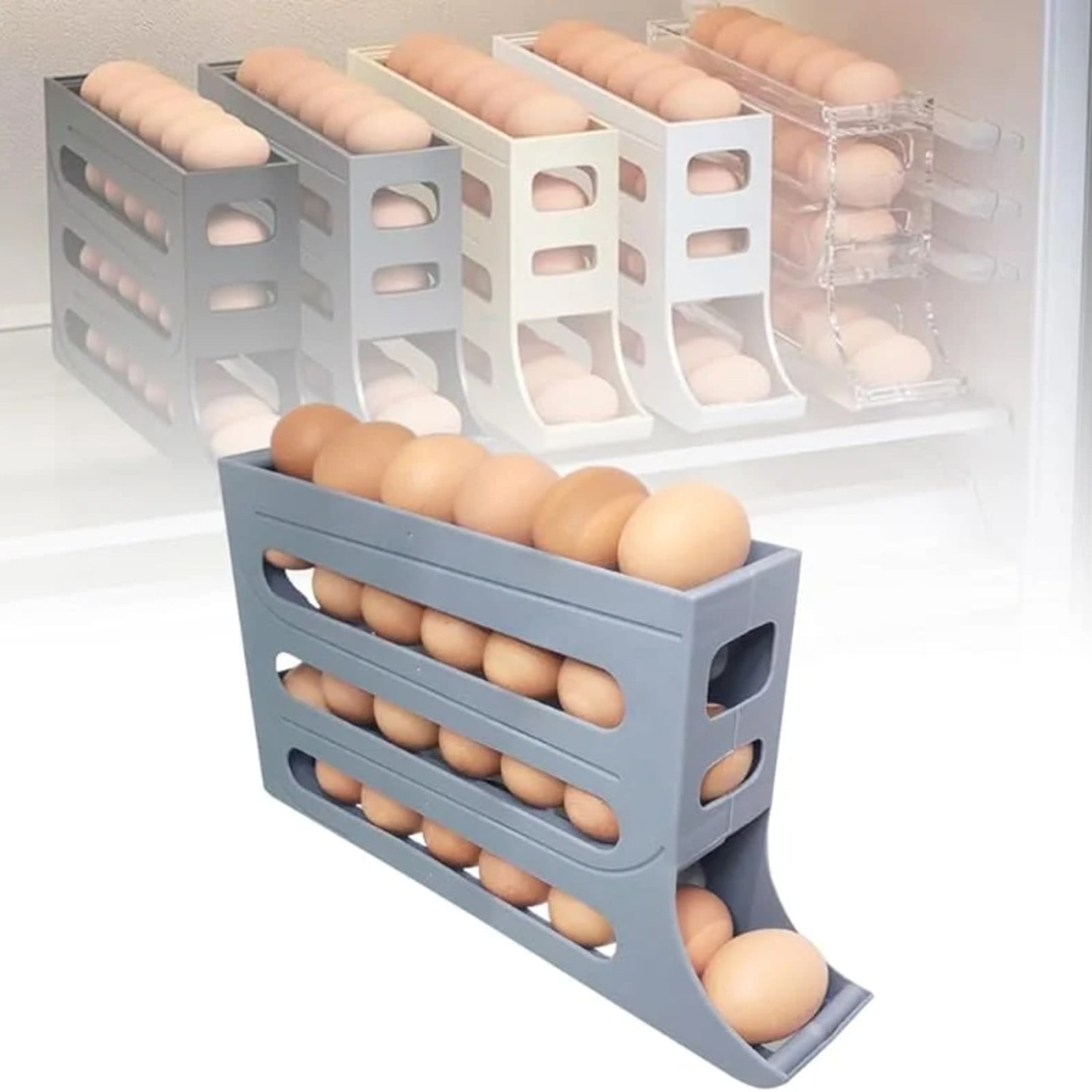 XDDST 30 Eggs Egg Holder 4 Tiers Egg Holder For Fridge Automatic Scrolling Egg Rack Holder Large ...