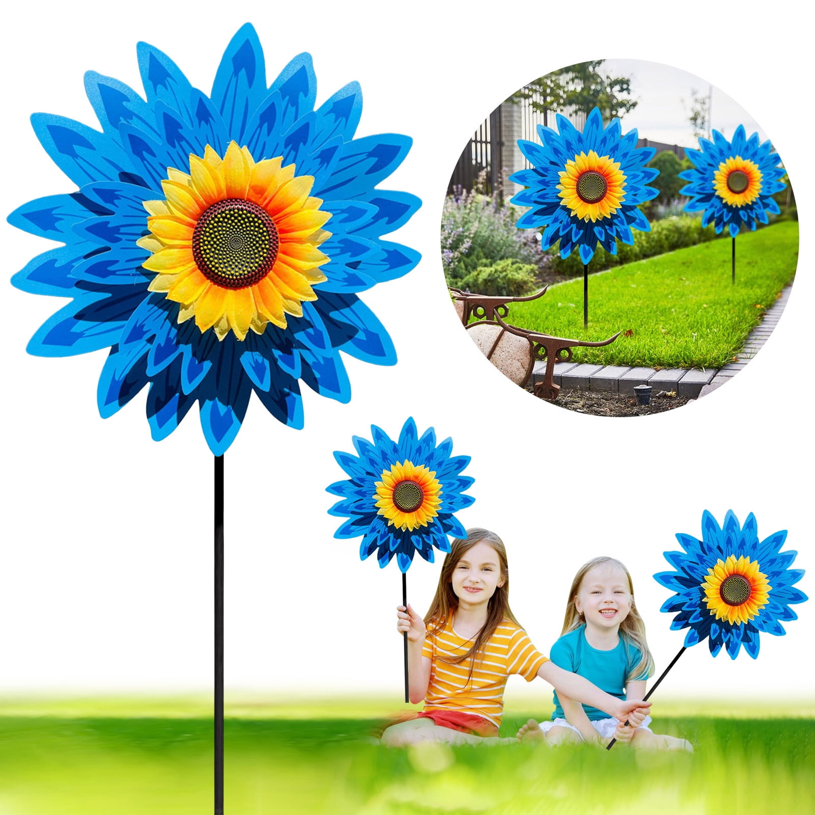 XDDST 30 Inch Cute Sunflower Windmills Wind Yellow Daisy Flower ...