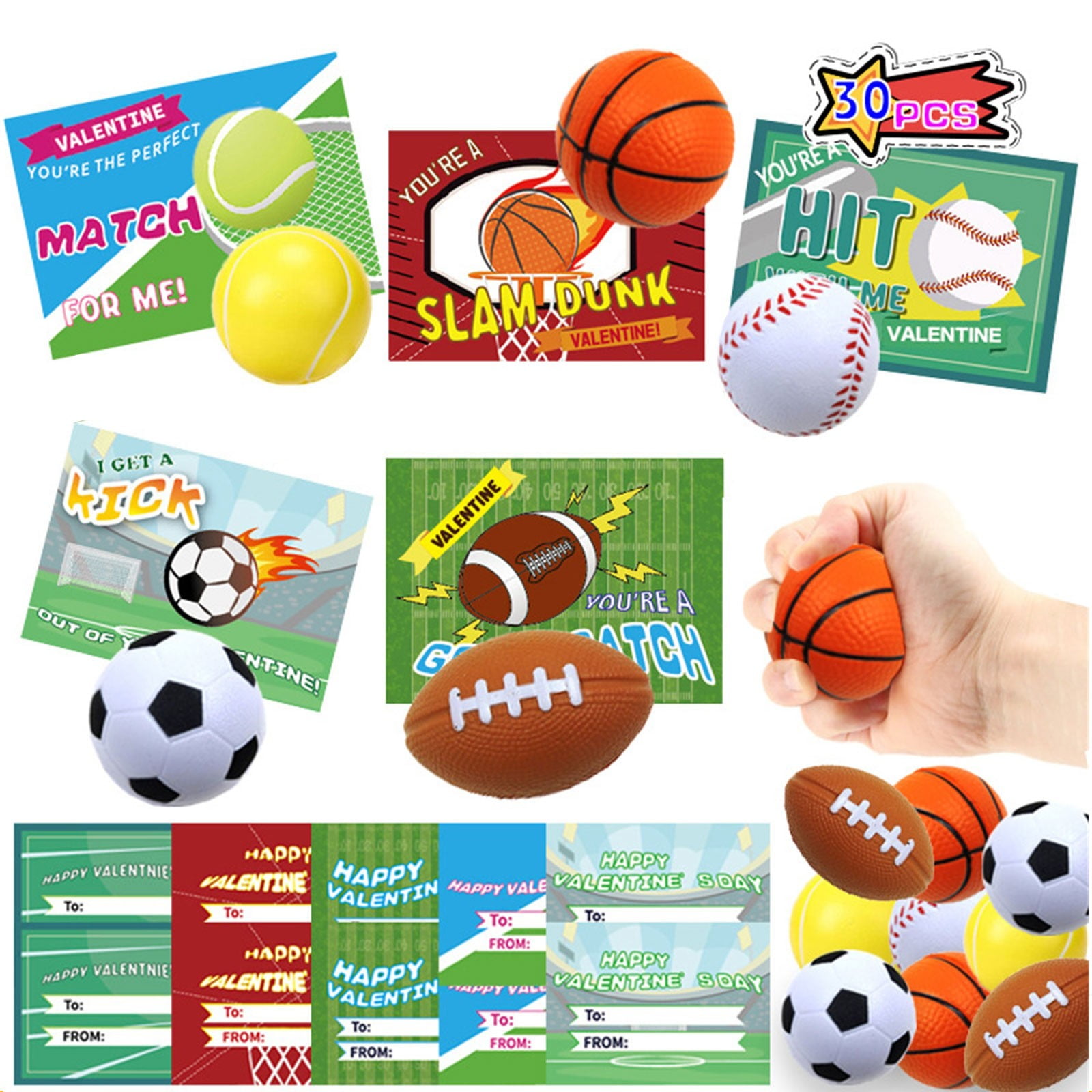 XDDST 30 Pack Mini Sport Soccer Baseball Rugby Party Pack Mini ...
