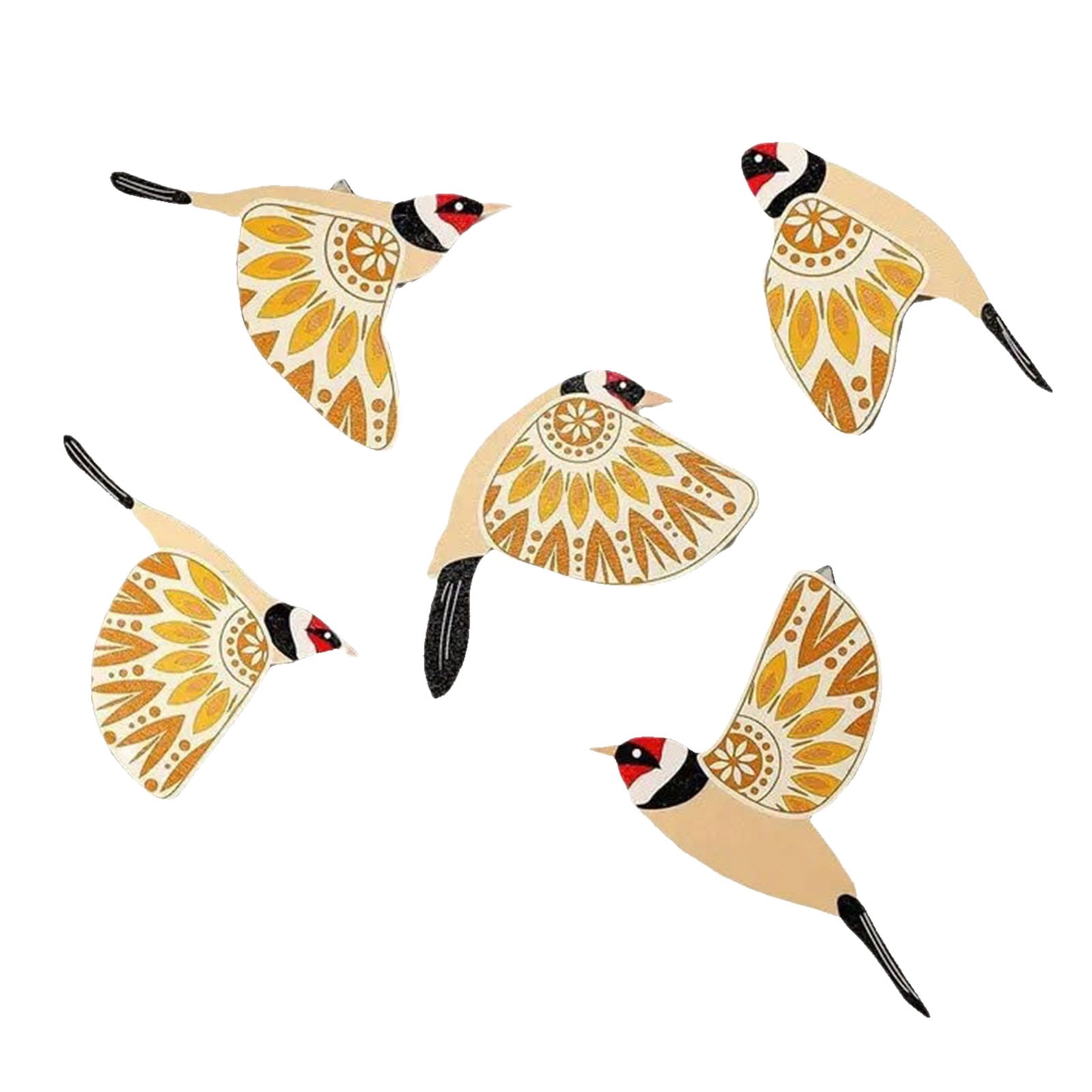 XDDST 5Pcs Wooden Birds Wall Decor Cute Flying Birds Wall Decorations ...