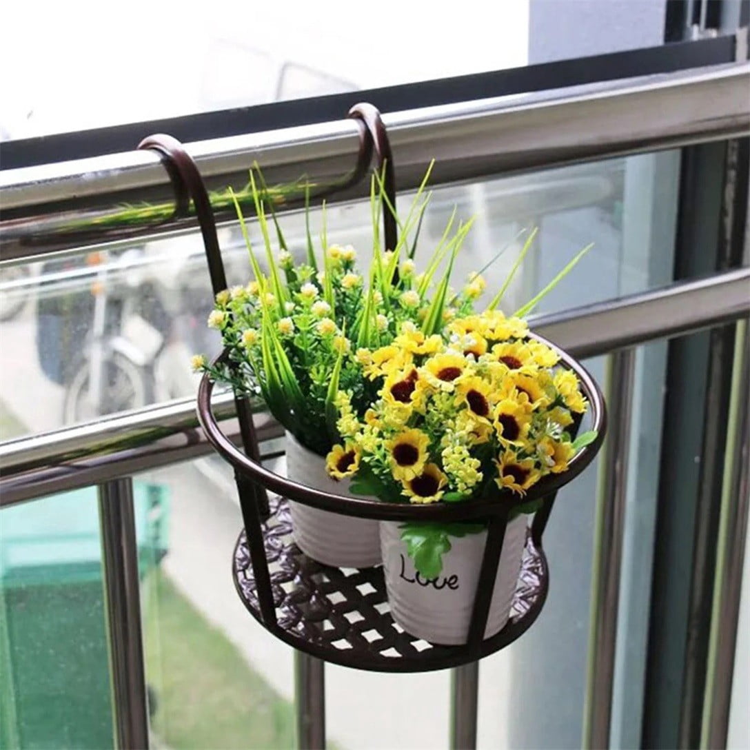XDDST 6.45in Metal Flower Pot Holder Hanging Planter Over The Rail ...