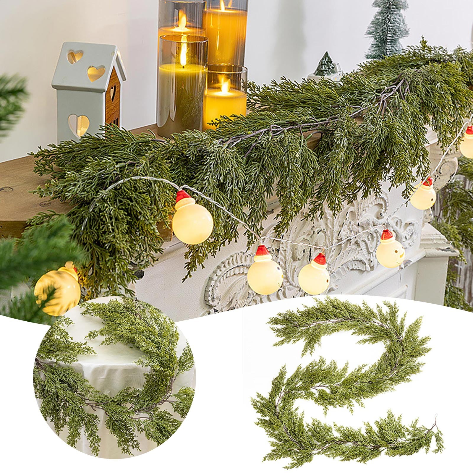 XDDST 6Ft Full Real Touch Christmas Cedar Garland Greenery Artificial ...