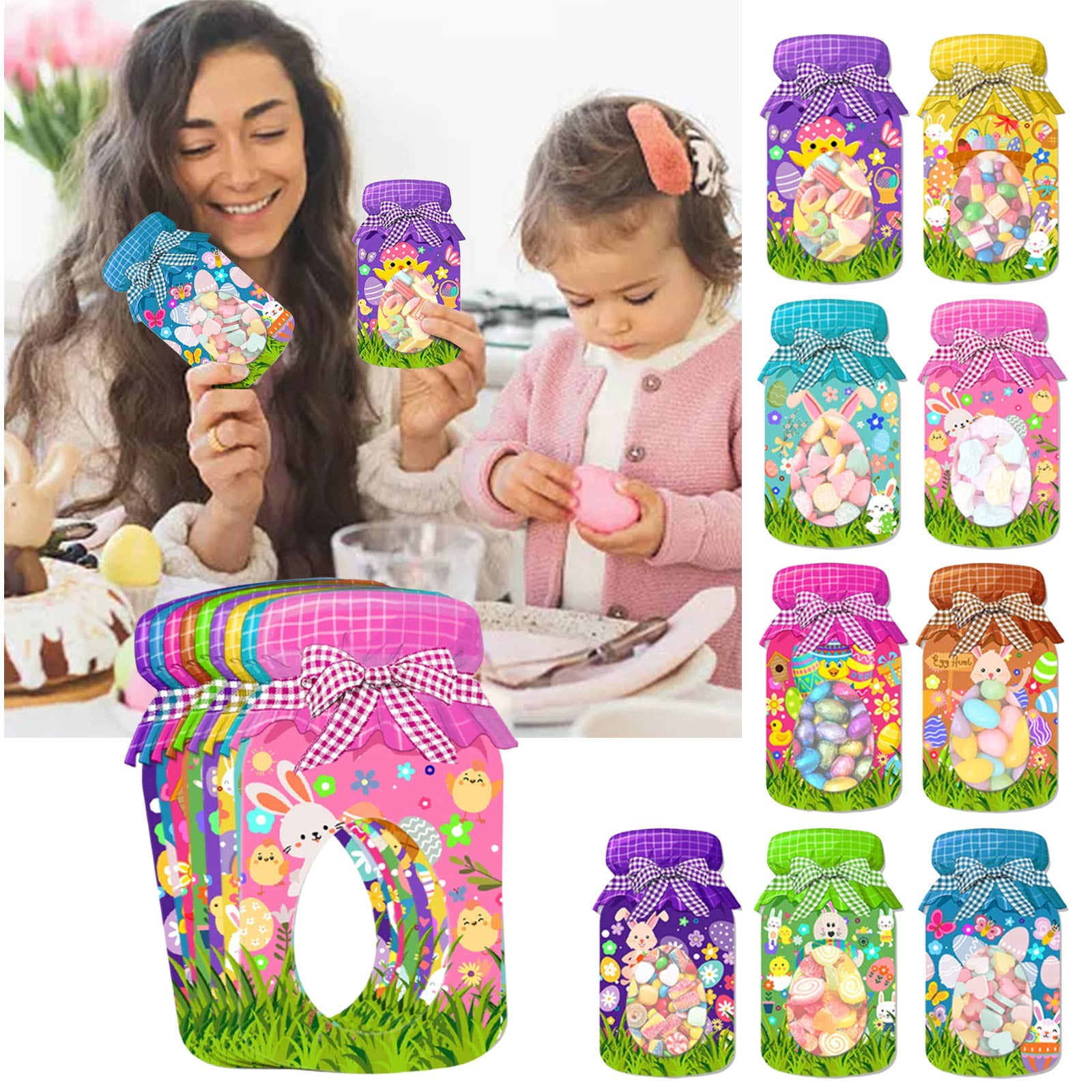 XDDST 9 Pack Easter Cards for Kids Happy Easter Mason Jar Paper Card ...