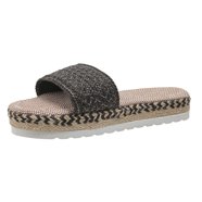 Time & Tru Women's Woven Slide Sandal with EVA Outsole, Casual Summer ...