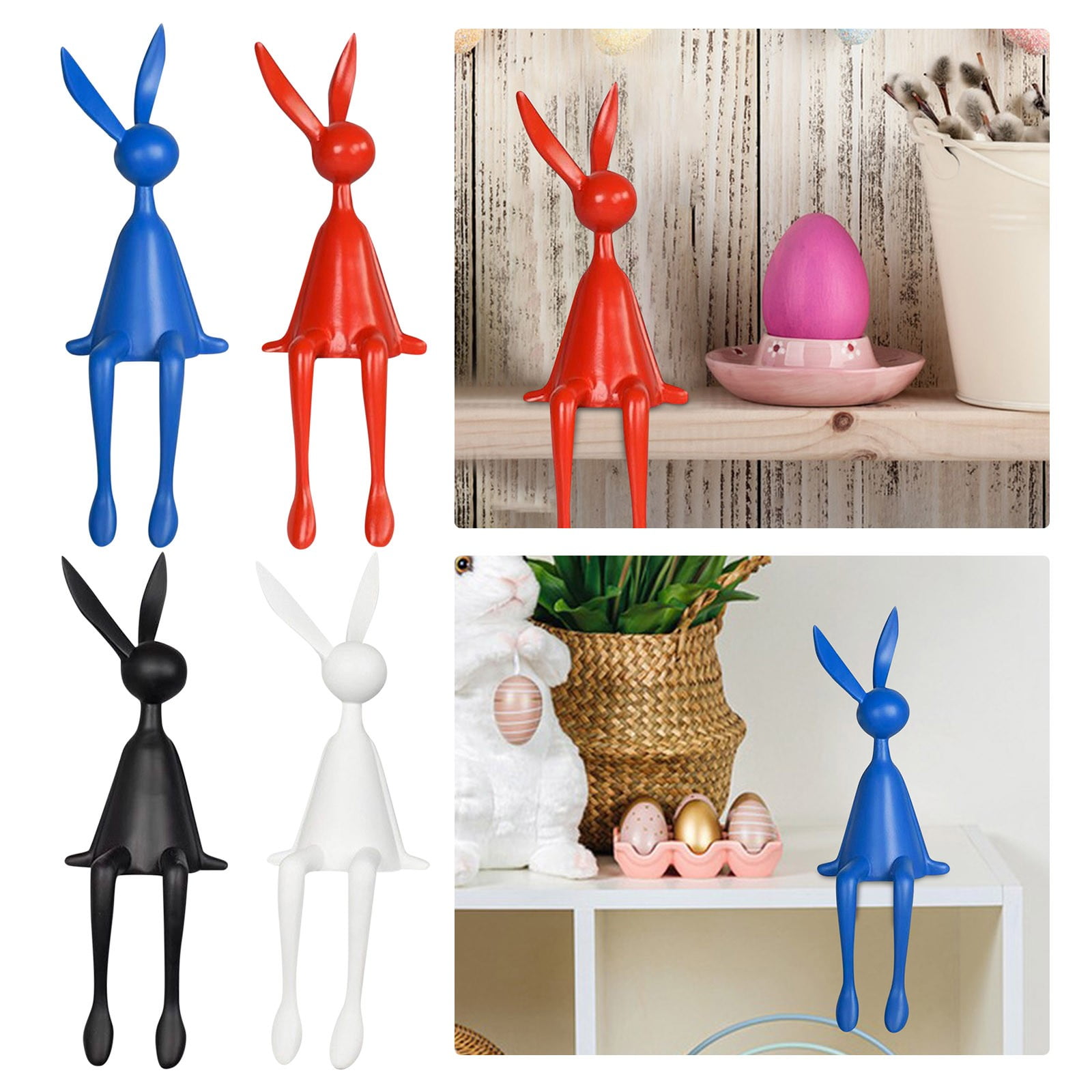XDDST Black Decor Rabbit Statue Book Shelf Decor Minimalist Modern Home ...