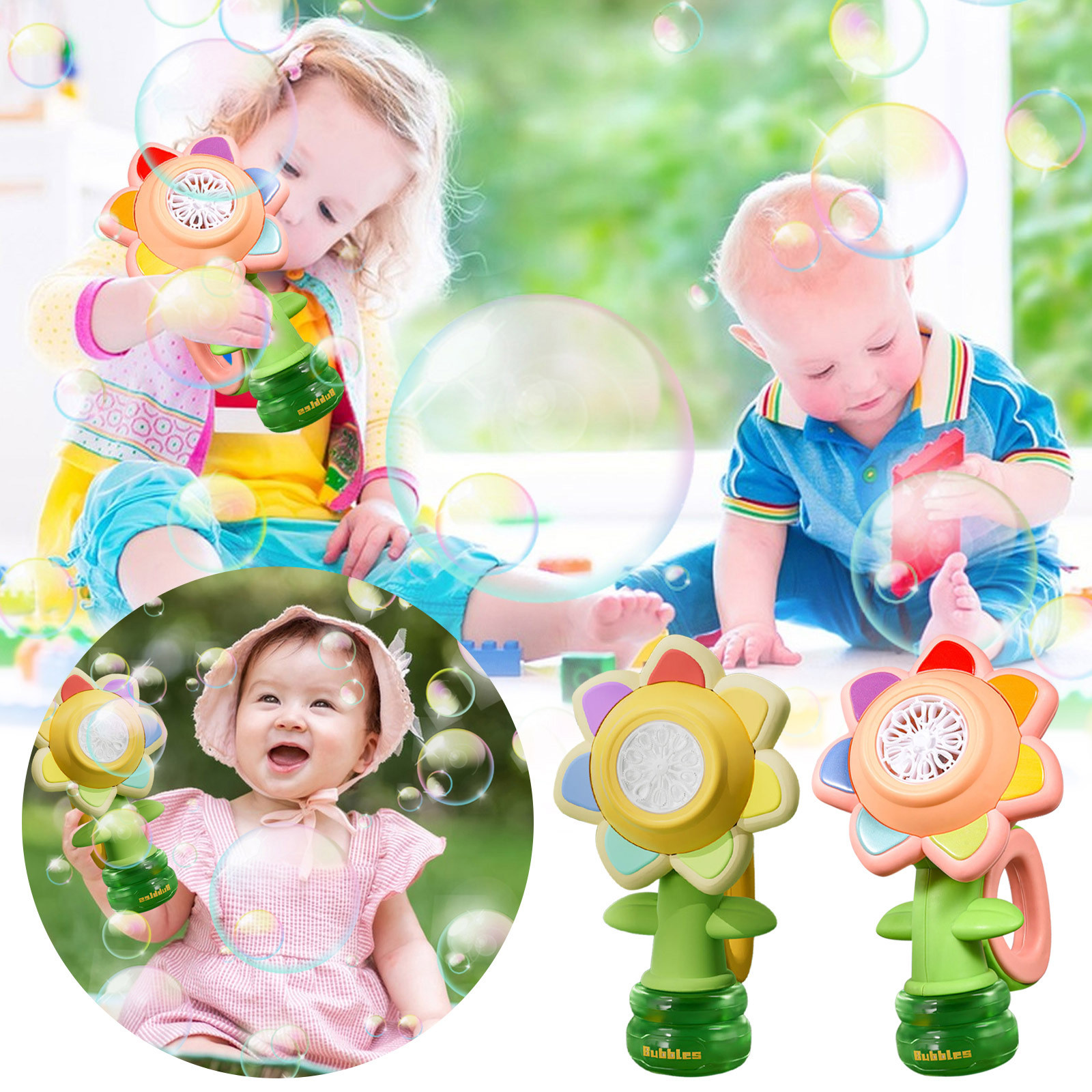 XDDST Bubble Machine Flower Shape Bubble Wand for Kids Light Up Fun ...