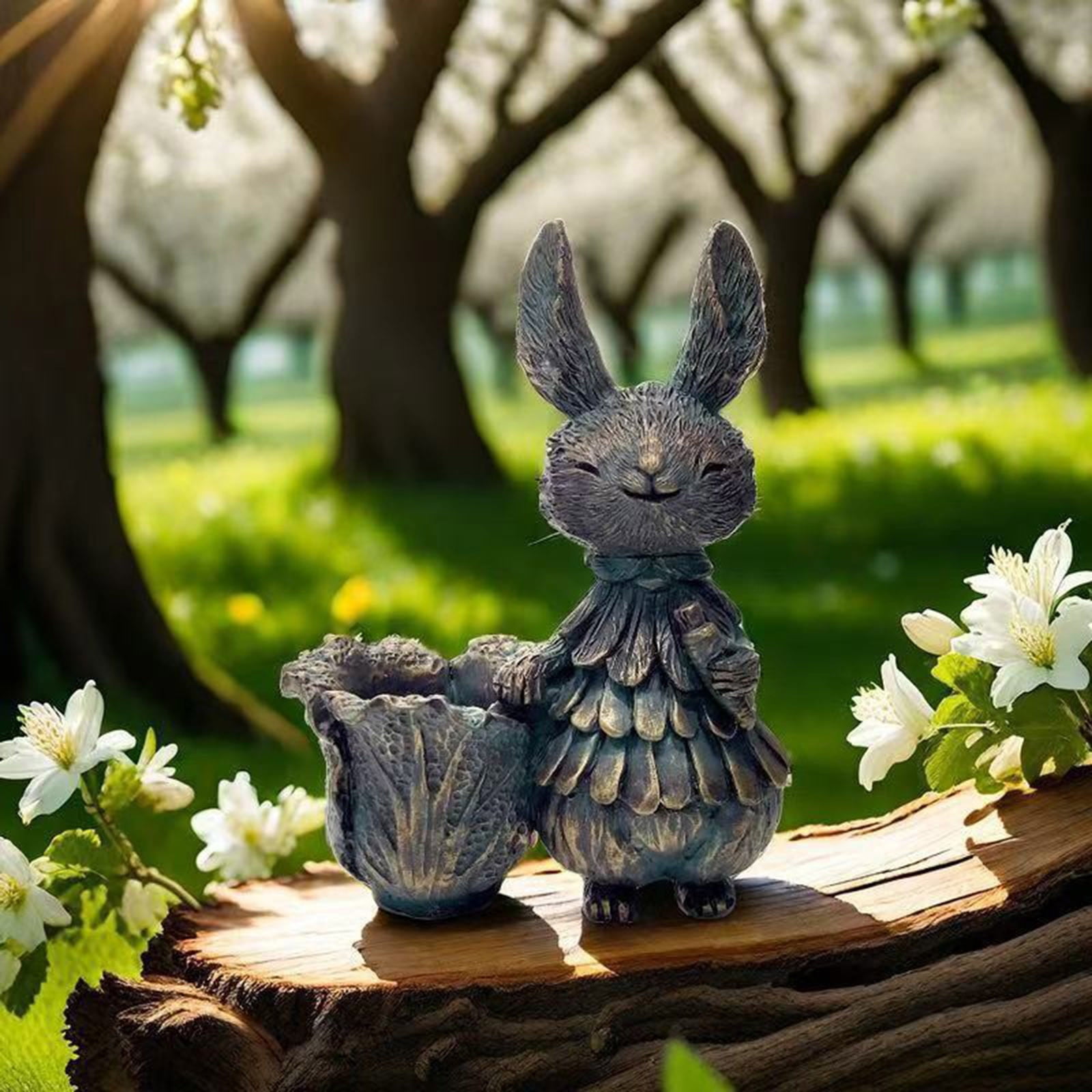 XDDST Bunny Planter Pots Cute Pot Sunflower Live Planters Rabbit Statue ...
