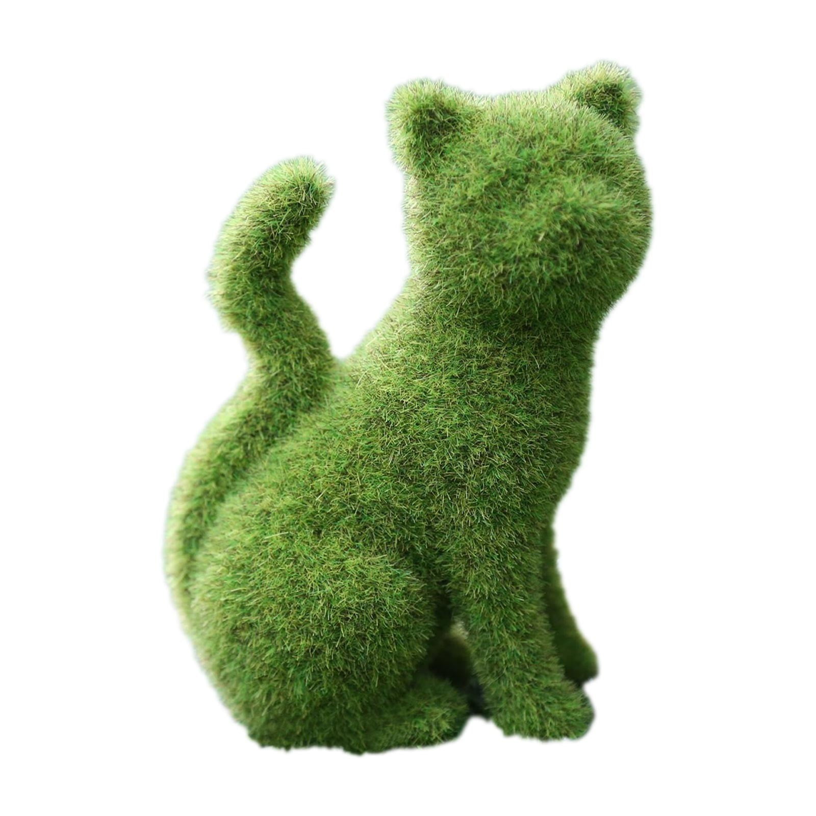 XDDST Cat Garden Figurines Outdoor Decor Green Flocking Decoration ...