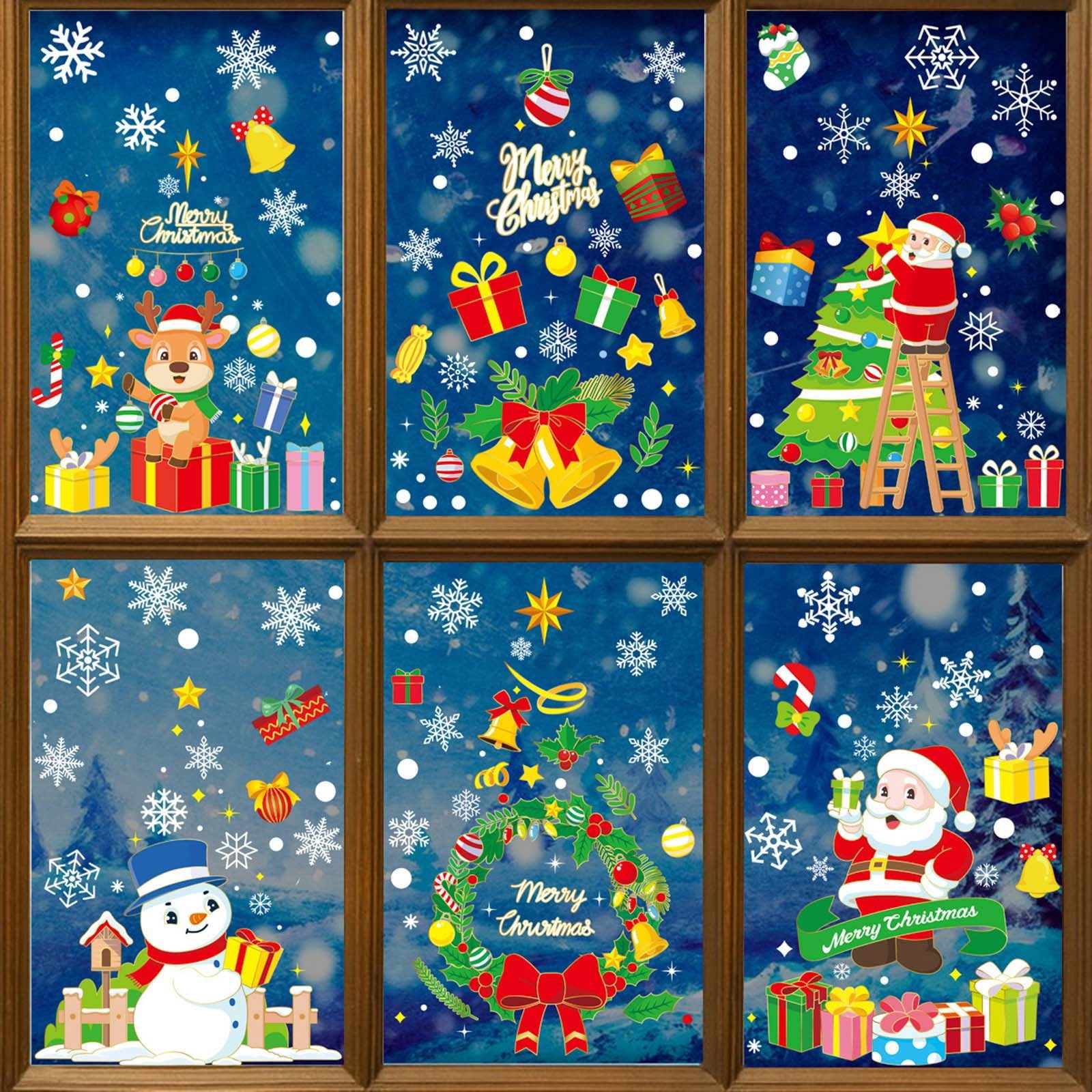 XDDST Christmas Decorations Elderly Snowman Deer Pattern Static ...