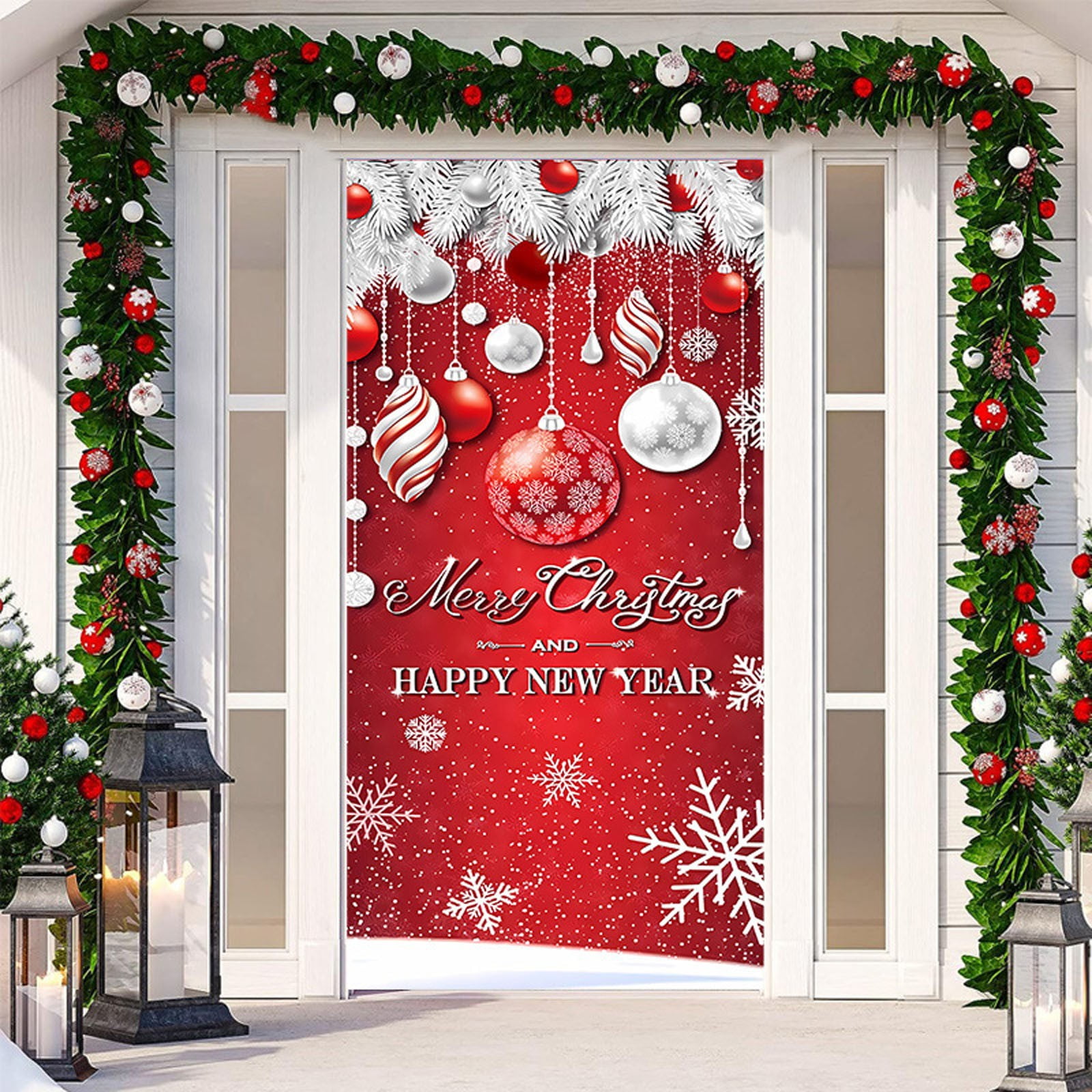 XDDST Christmas Door Decoration Door Cover Hanging Cloth Holiday Party ...