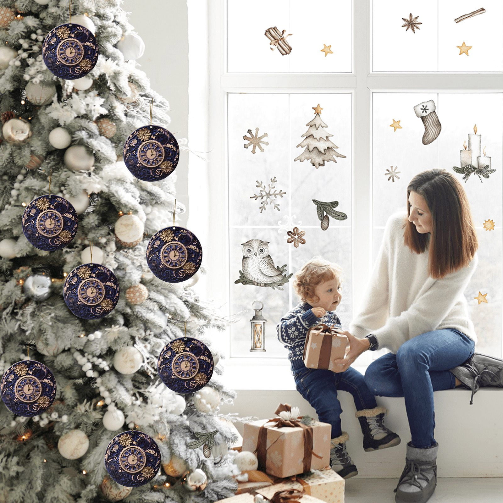 XDDST Christmas Mysterious Navy Blue and Gold Craft Pendant Christmas ...