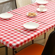 Mainstays Orange Plaid PEVA Vinyl Tablecloth 70 Round Indoor Outdoor ...
