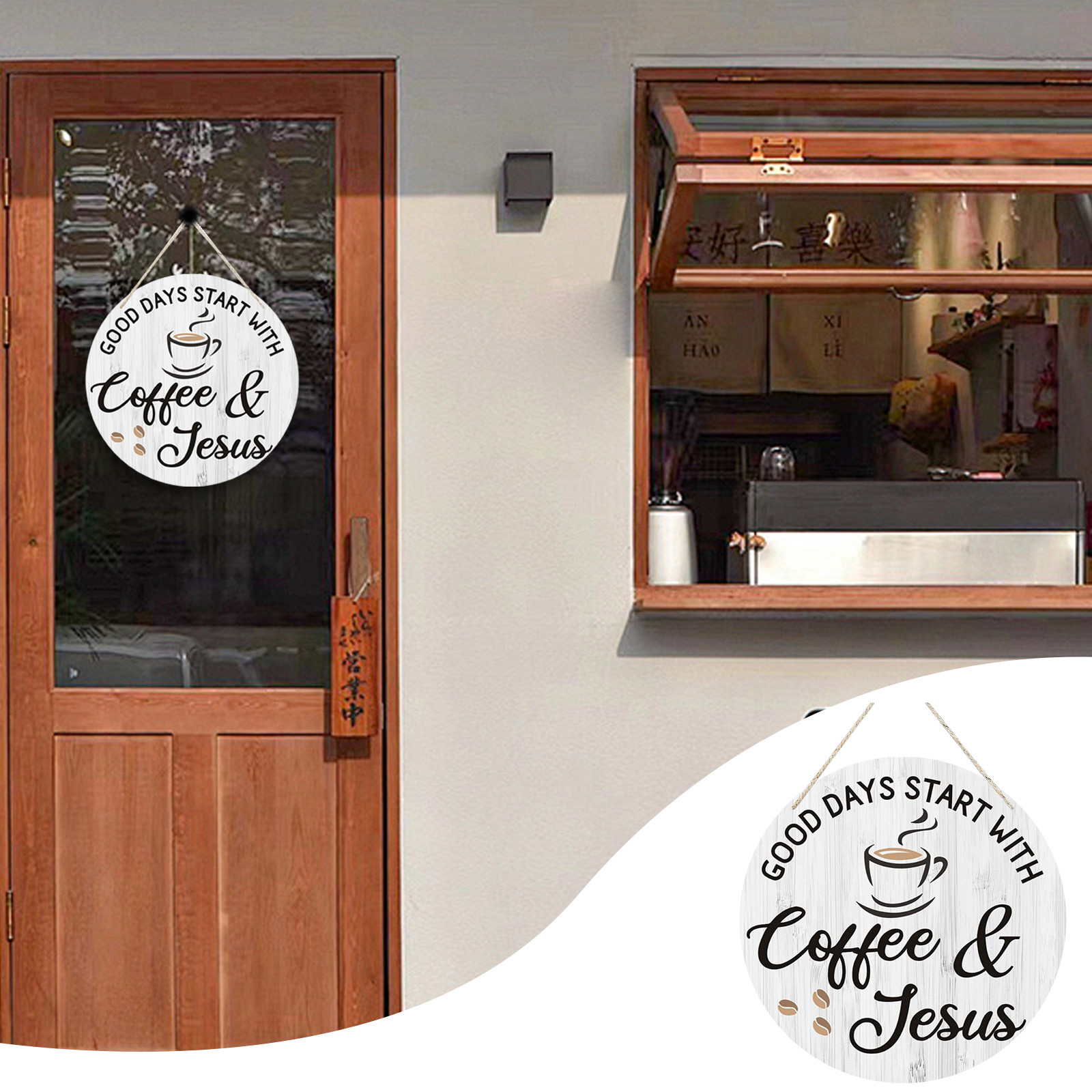 XDDST Coffee Welcome Sign Front Door Decor Coffee Bar Sign Wall Decor ...