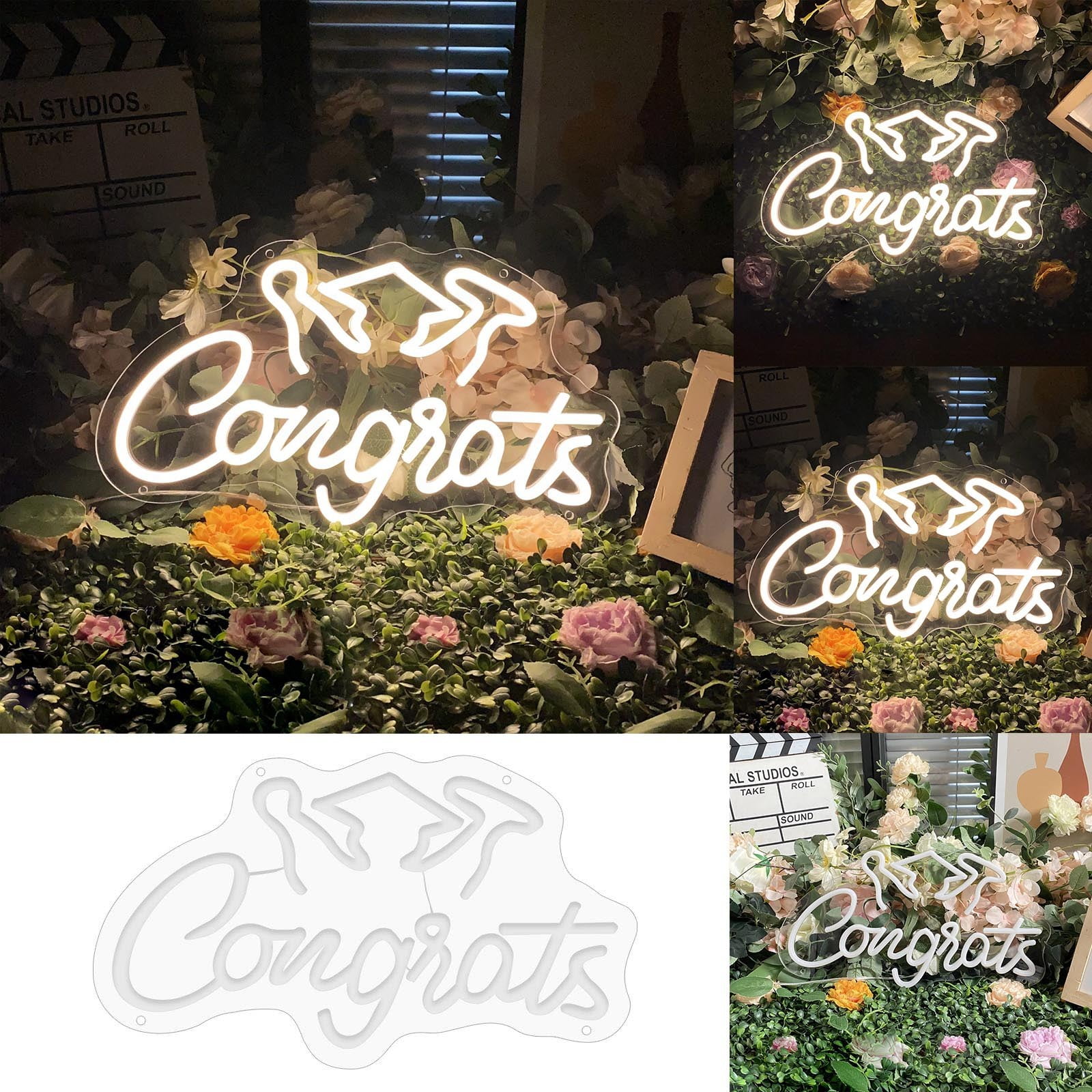 XDDST Congratulations Graduation Season Neon Sign Graduation Party ...