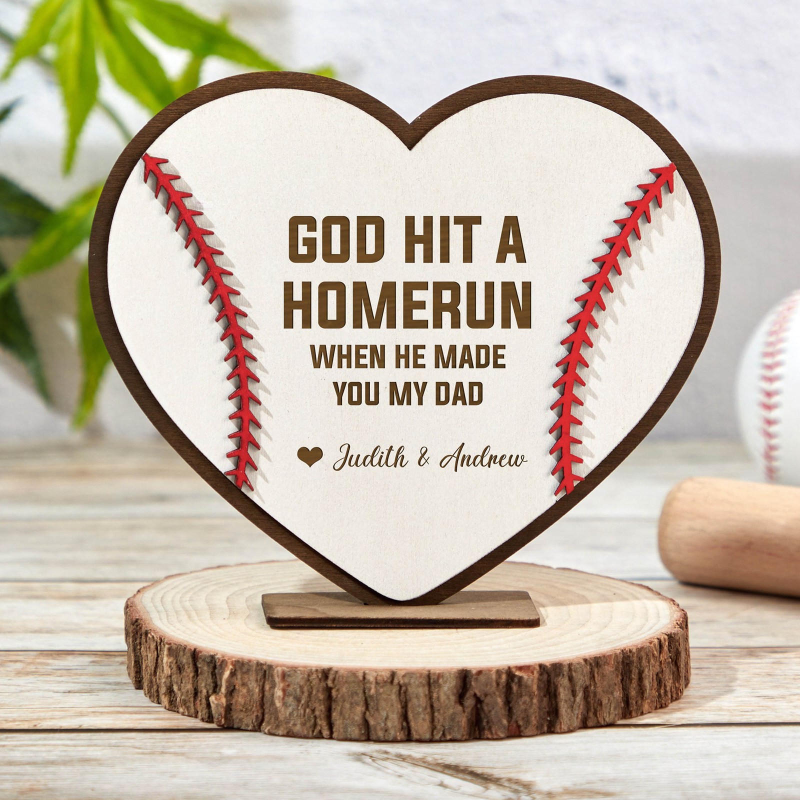 XDDST Father's Day Baseball Sign Gift for Dad God A Home Run DIY Name ...