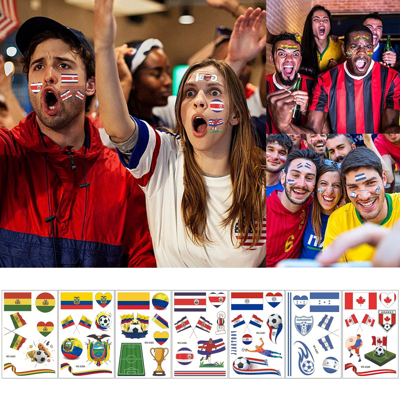 XDDST Football Cup Sticker and Sweat Disposable Face and Arm Sticker ...