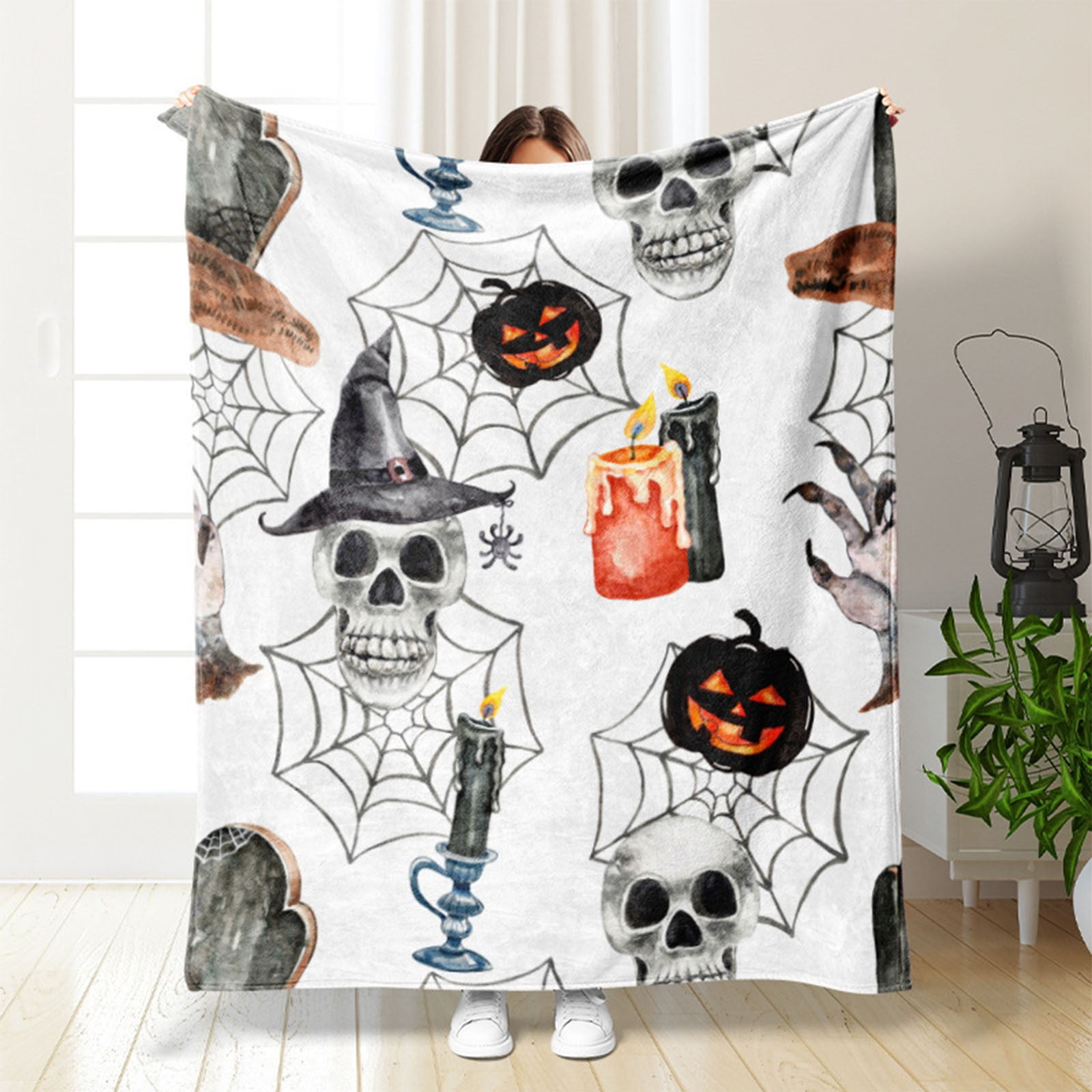 XDDST Halloween Decorations Outdoor Halloween Throw Blanket Cute ...
