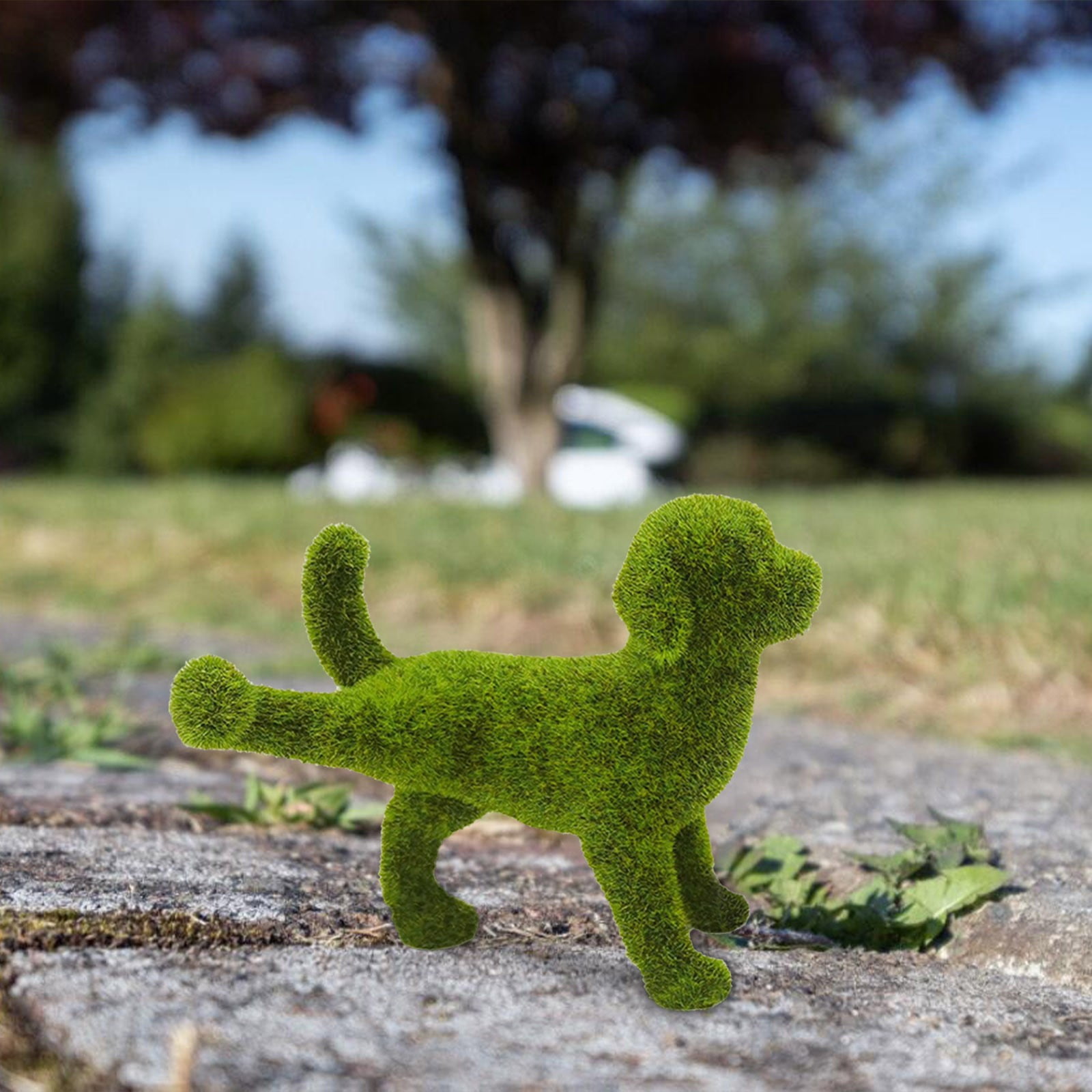XDDST Home Flocking Animal Ornament Decorative Peeing Dog Topiary Green ...
