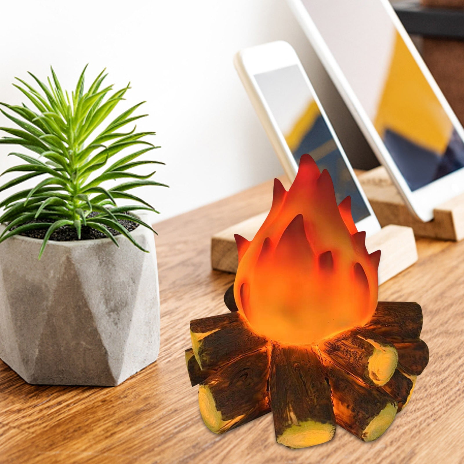 XDDST LED Resin Wood Log Flame Effect Decorative Scene Prop Battery ...