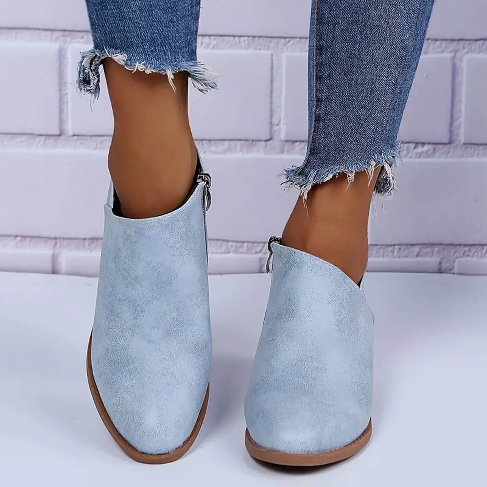 XDDST Large Size Flat Shoes for Women Medium Heel Women's Ankle Boot ...