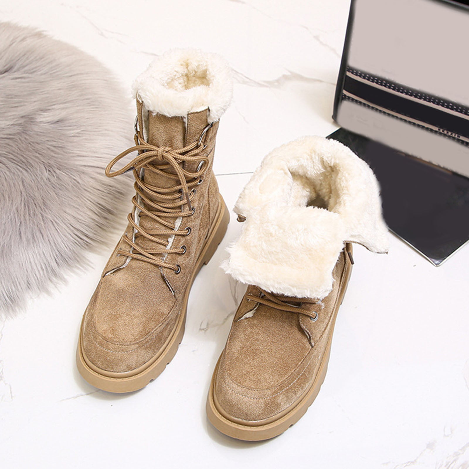 XDDST Large Size Womens Fall Boots Ankle-High Flat Women Shoes Soft ...