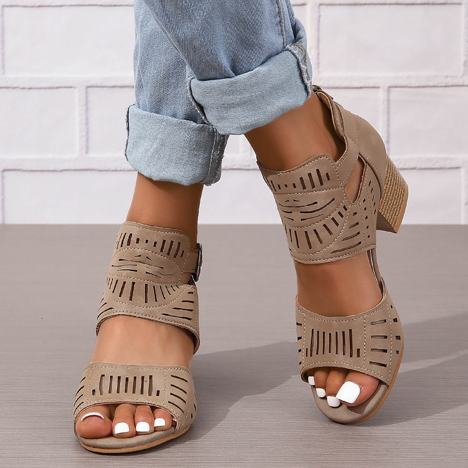 XDDST Medium Heel Beach Sandles Sandals for Women Dressy Summer Toe ...