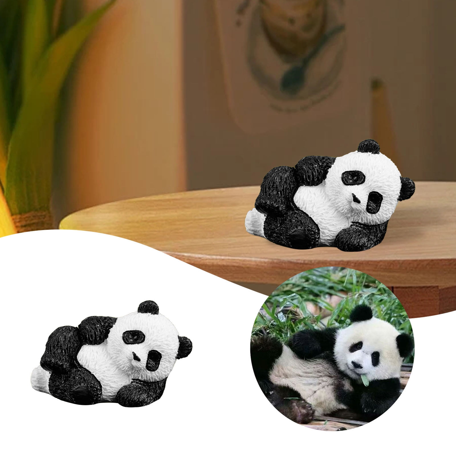 XDDST Mini Creative Cute Resin Panda Sculpture White Panda Figure ...