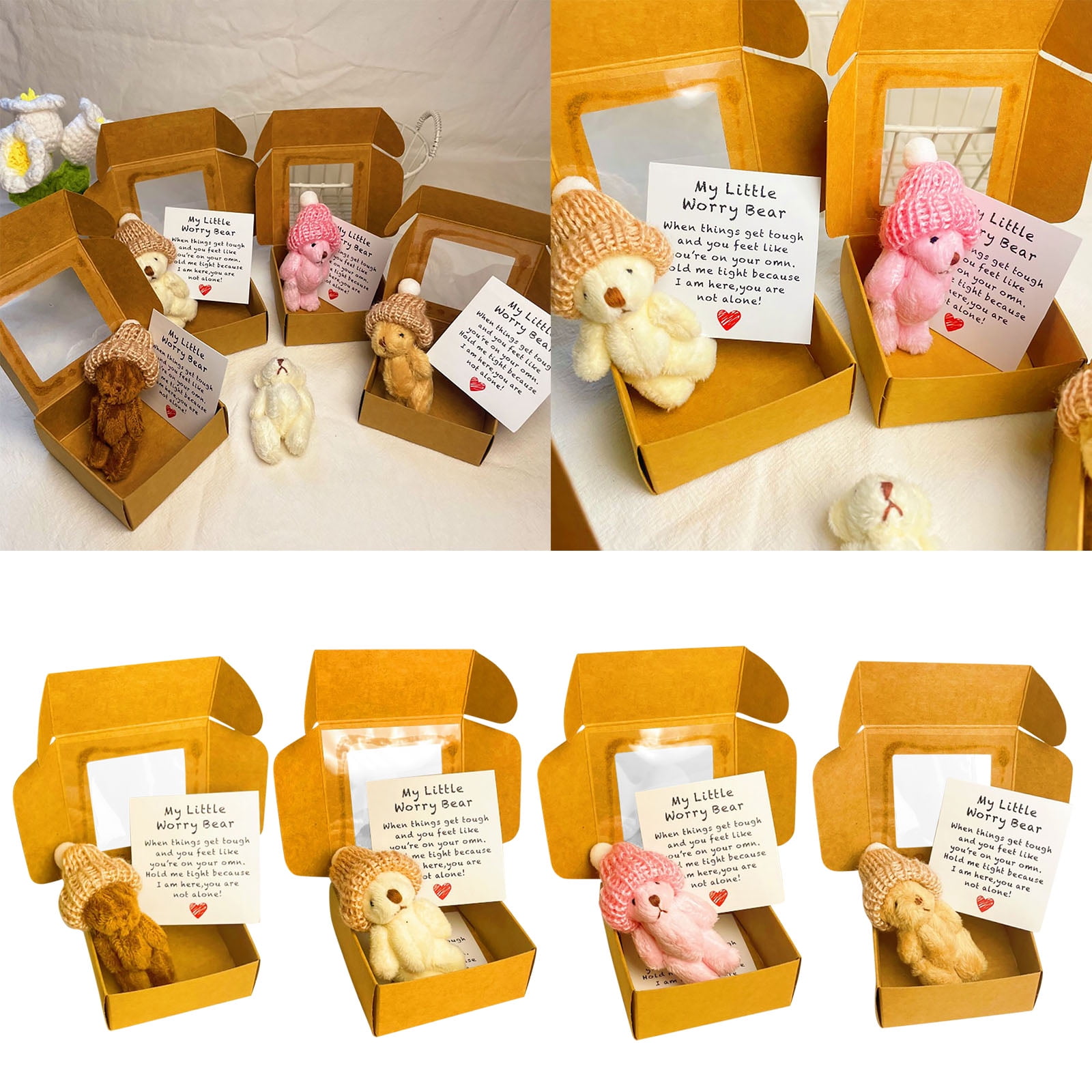 XDDST Mini Plush Bear with Inspirational Card Sympathy Gift Handmade ...