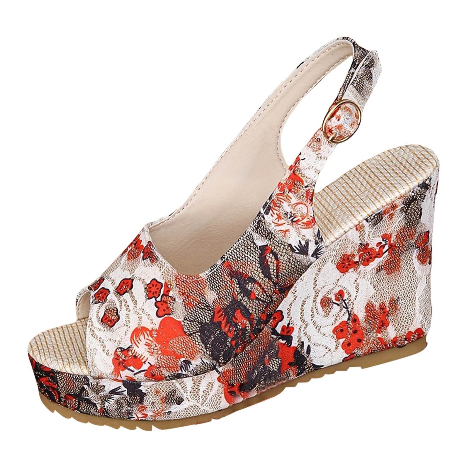 XDDST Plus Size Red Wedge Sandals for Women 2024 Wedge Platform Sandals ...