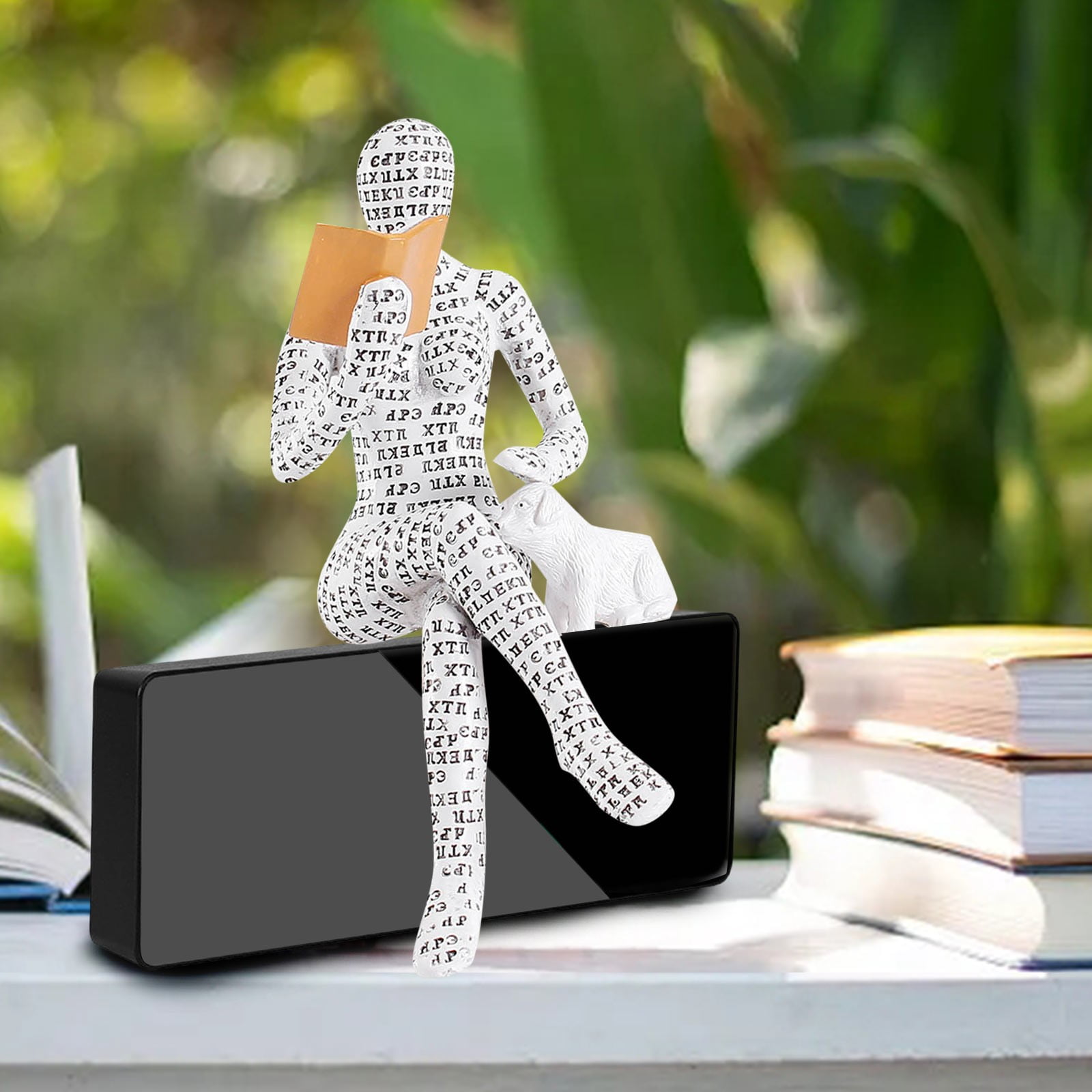 XDDST Reading Woman Figurine Pulp Bookshelf Decor Thinker Style Resin ...