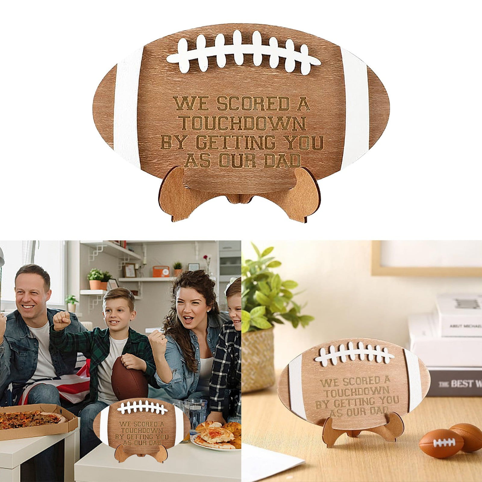 XDDST Rugby Wooden Ornaments Rugby Shaped Tabletop Table Home English ...