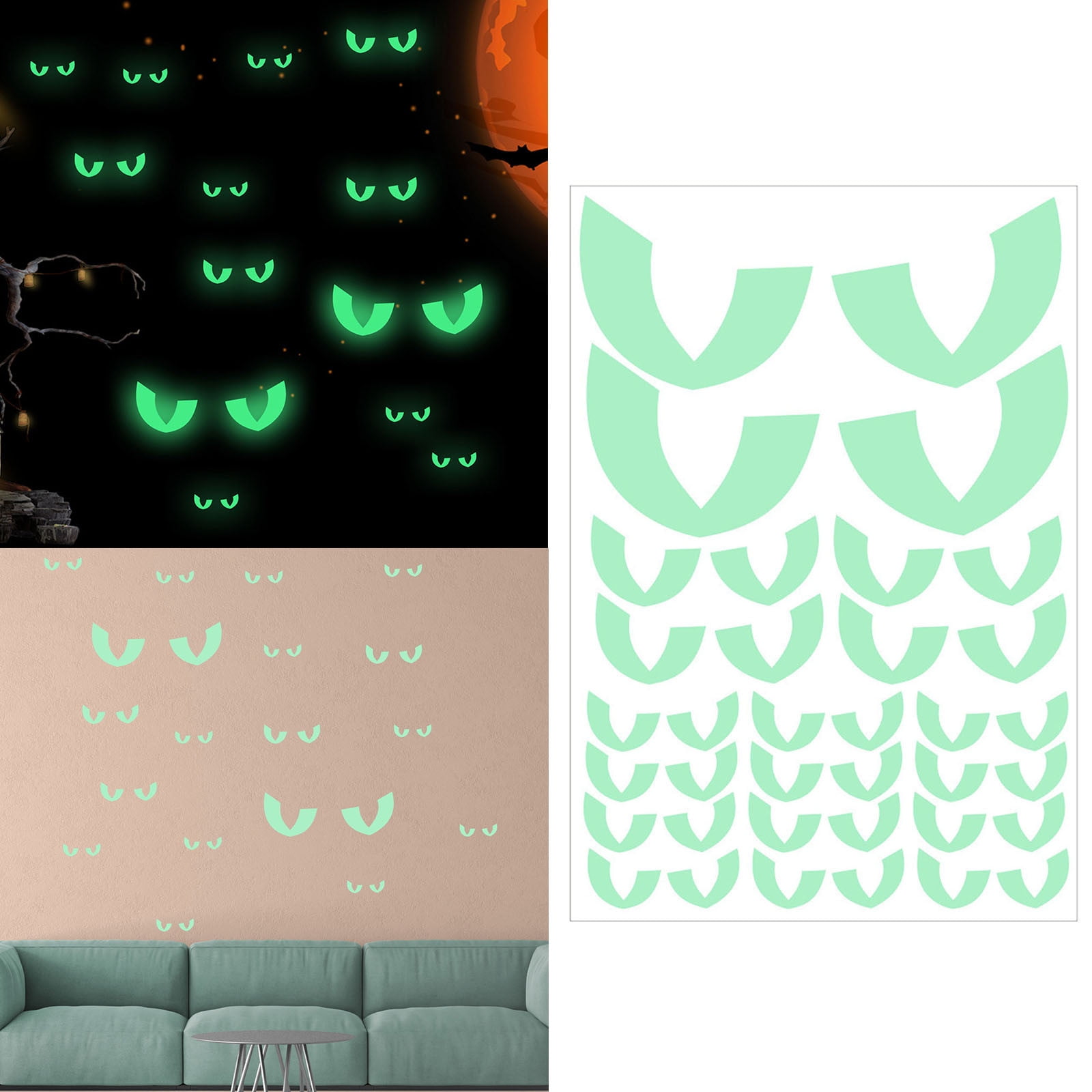 XDDST Scary Halloween Decorations Luminous Creative Glow Stickers ...