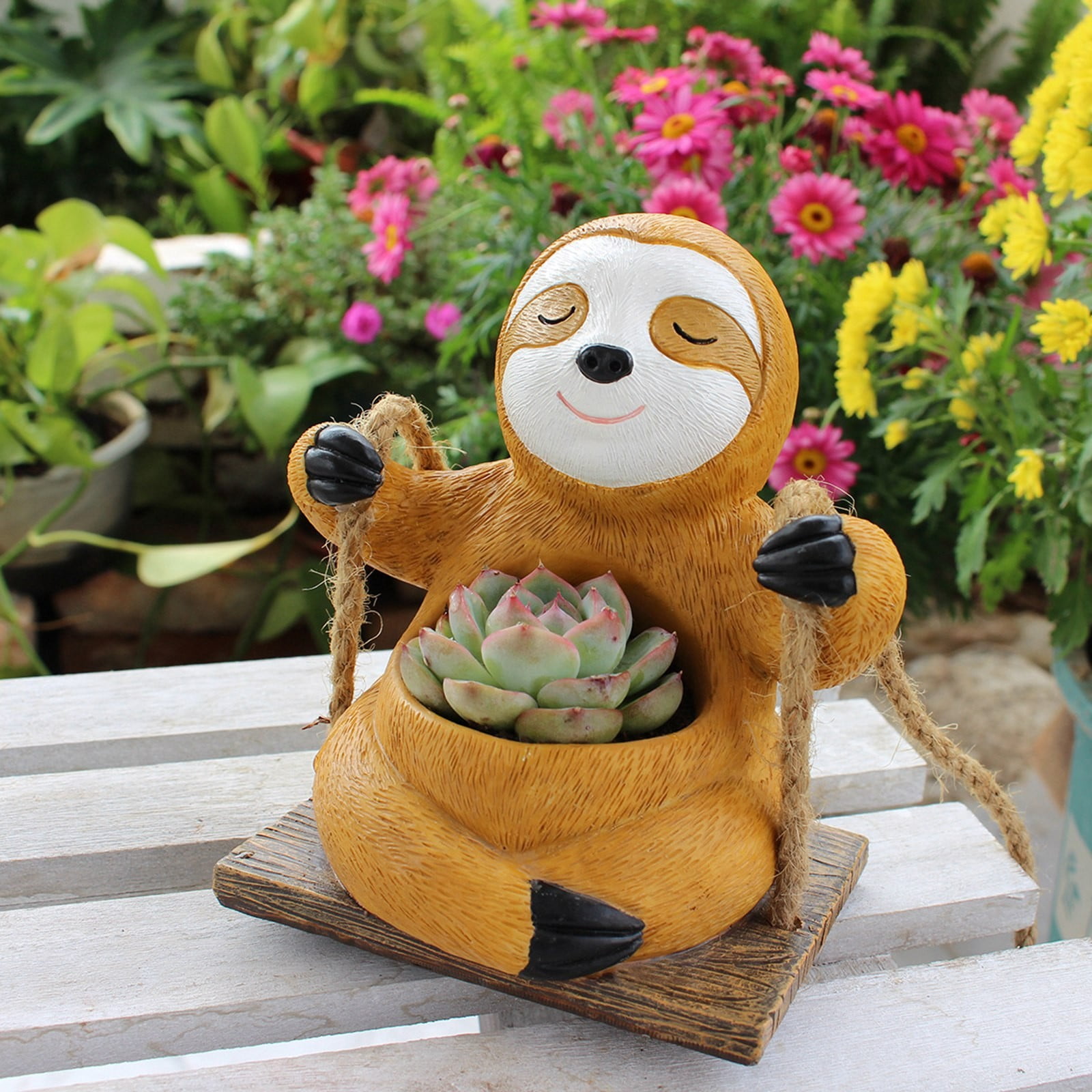 XDDST Sloth Swing Flower Pot Arrangement Hanging Swing Flower Pot Sloth ...
