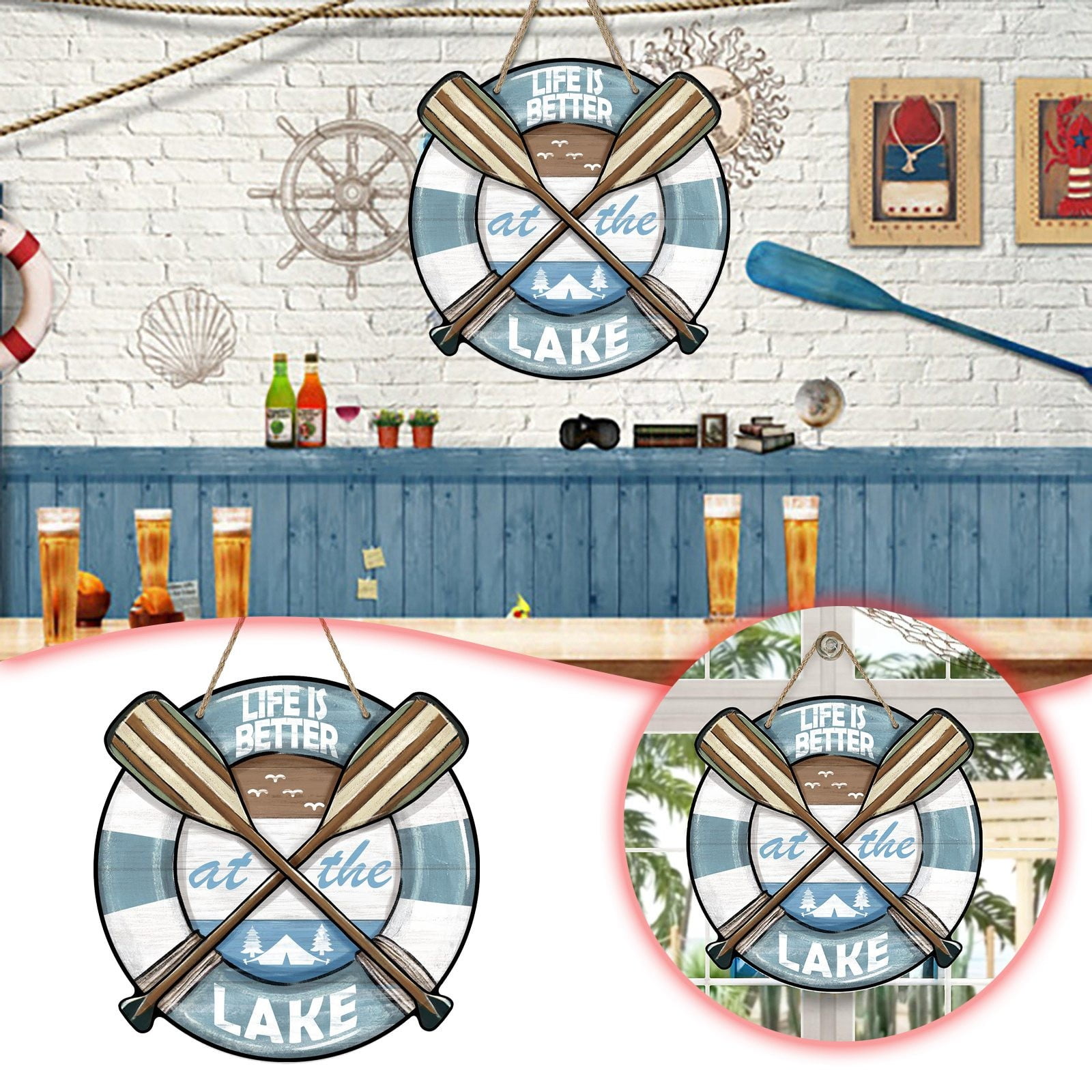 XDDST Spring Summer Boat Front Door Sign Life Is Better At The Lake ...