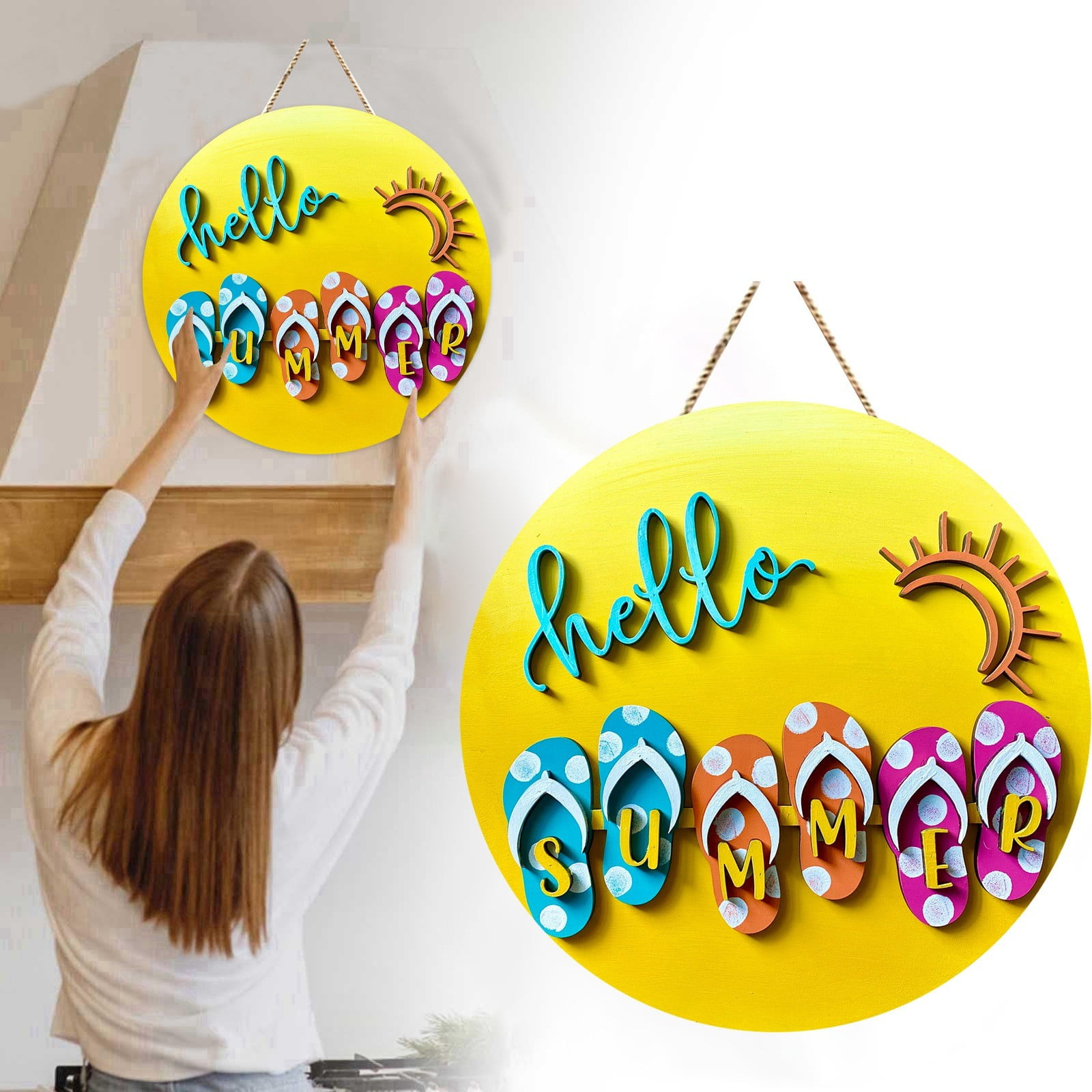 XDDST Summer Housewarming Gift Home Wall Hanging Decor3D Hello Summer ...